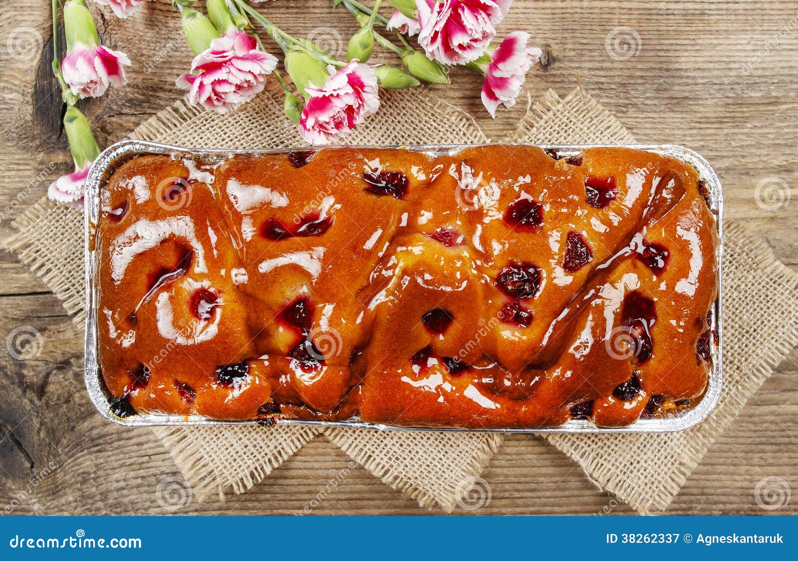Top View of Fruit Cake in Rectangular Pan Stock Image - Image of ...