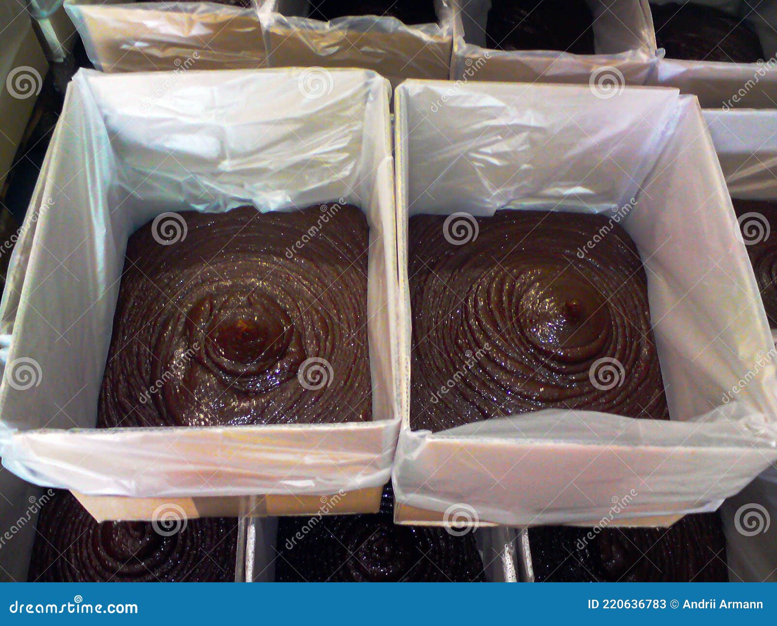 Top View of Fruit Jam Made in the Factory. Jam in Boxes in Production ...