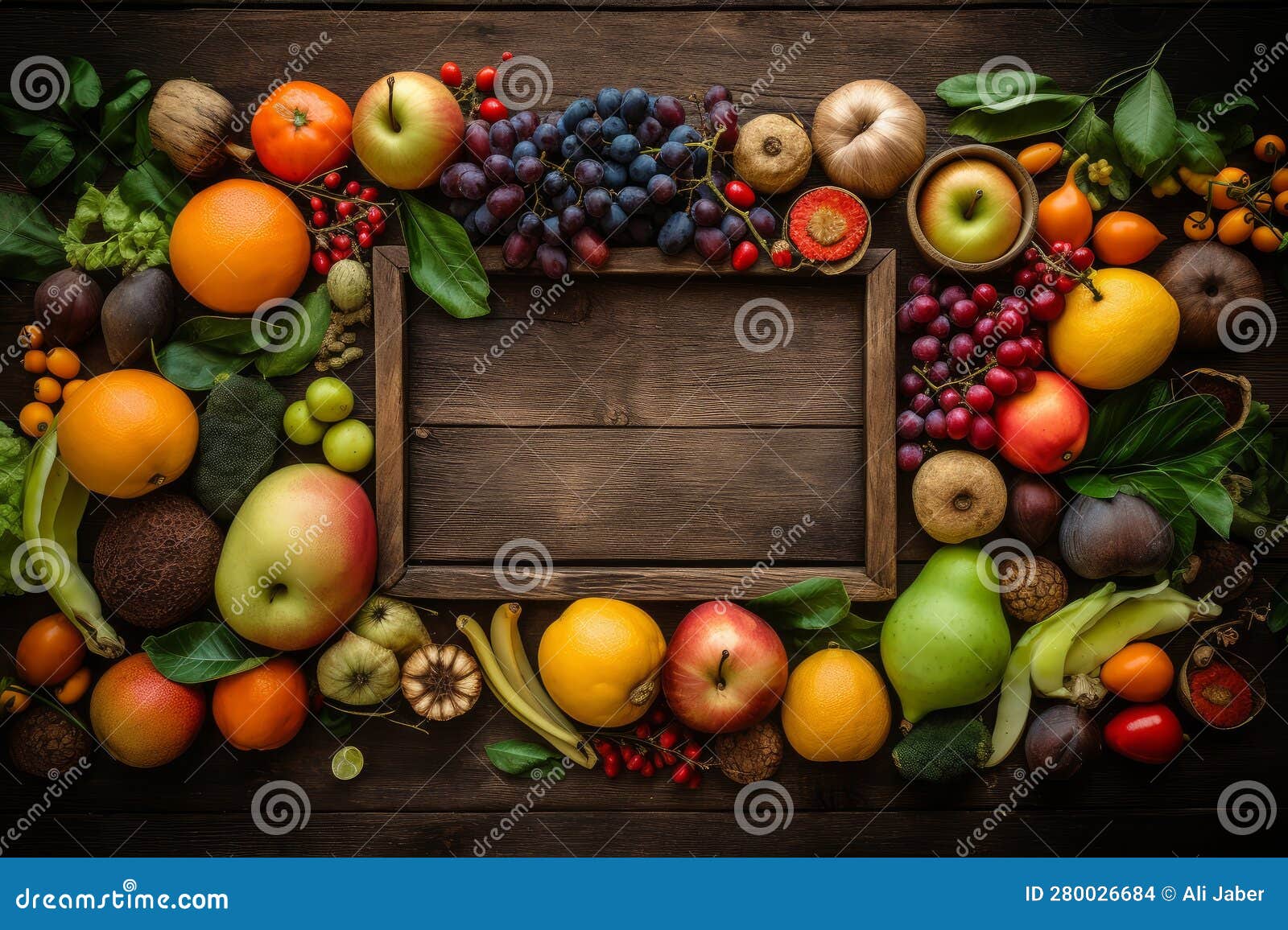 Top View of Fruits and Vegetables at the Edge of the Frame, Empty in ...