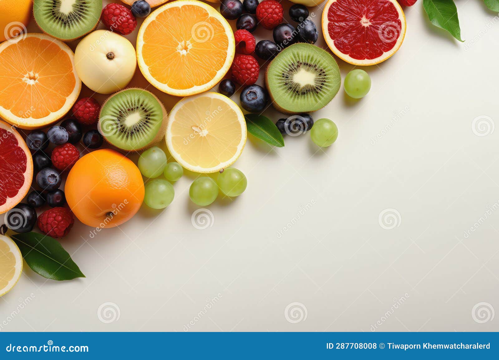 Top View of Fruits on White Background by Generative AI Stock ...