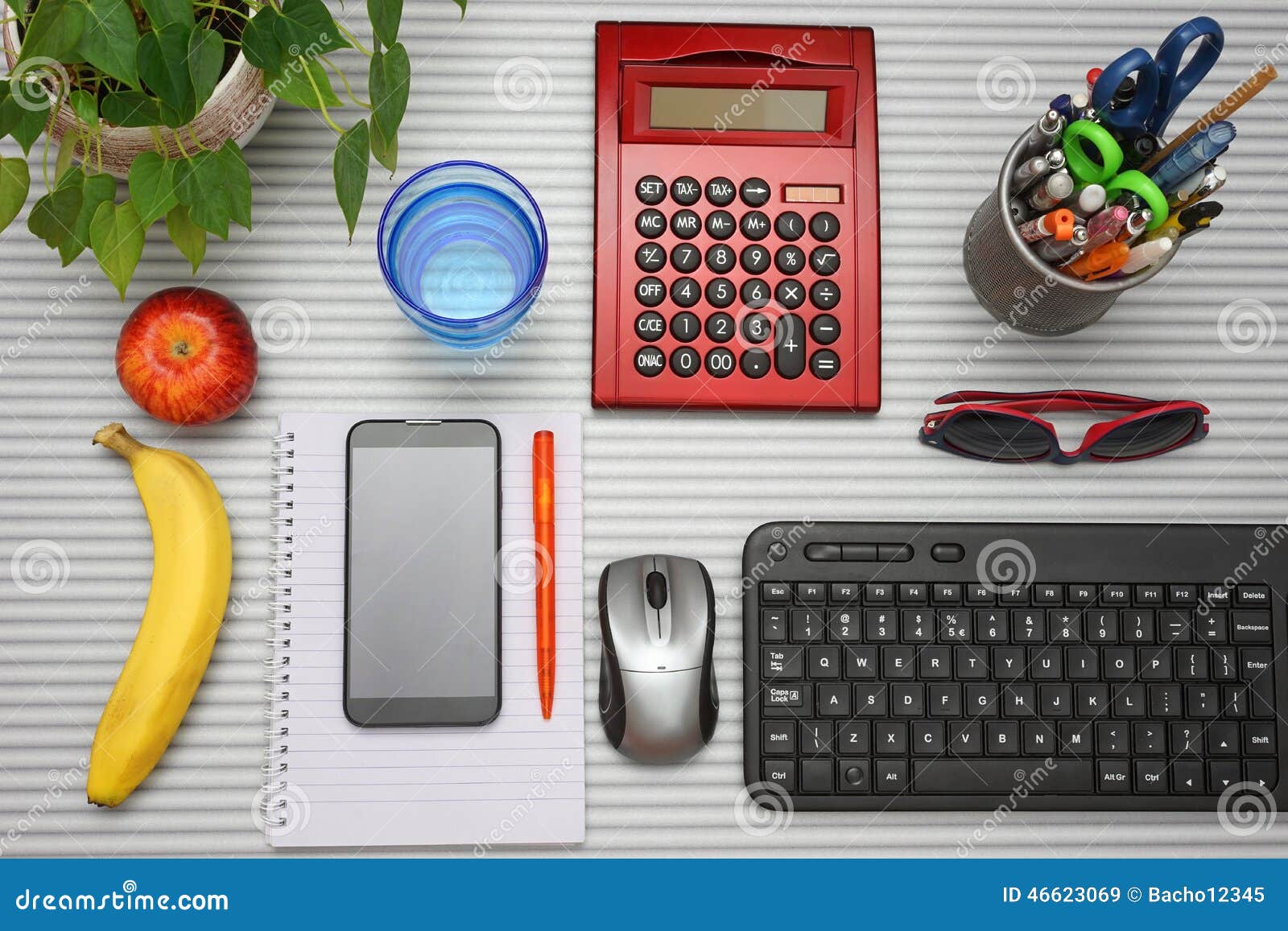 Top View of Full Office Desk Stock Image - Image of desk, concept: 46623069