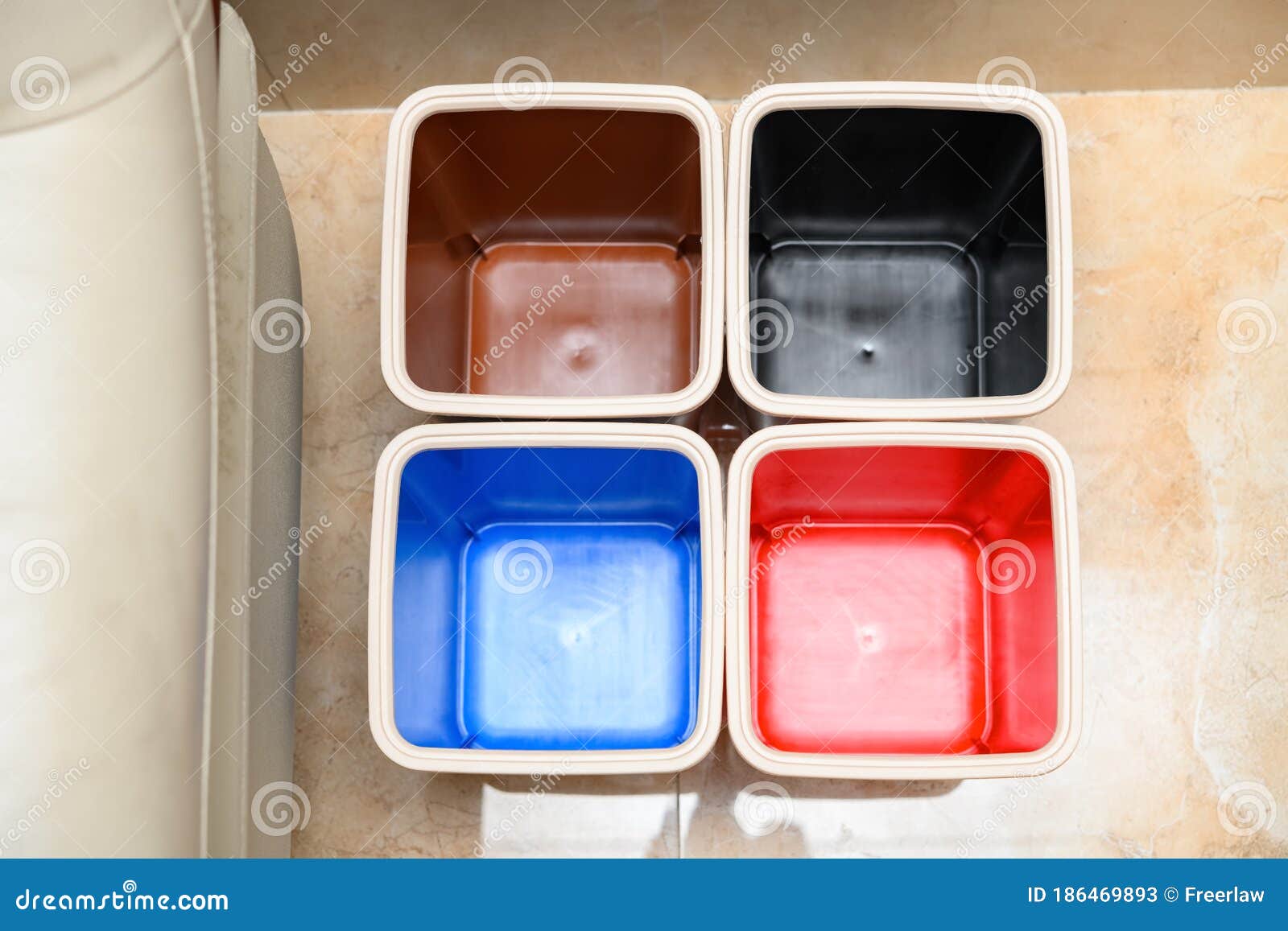 Top View of Garbage Classification Bin Stock Image - Image of household ...