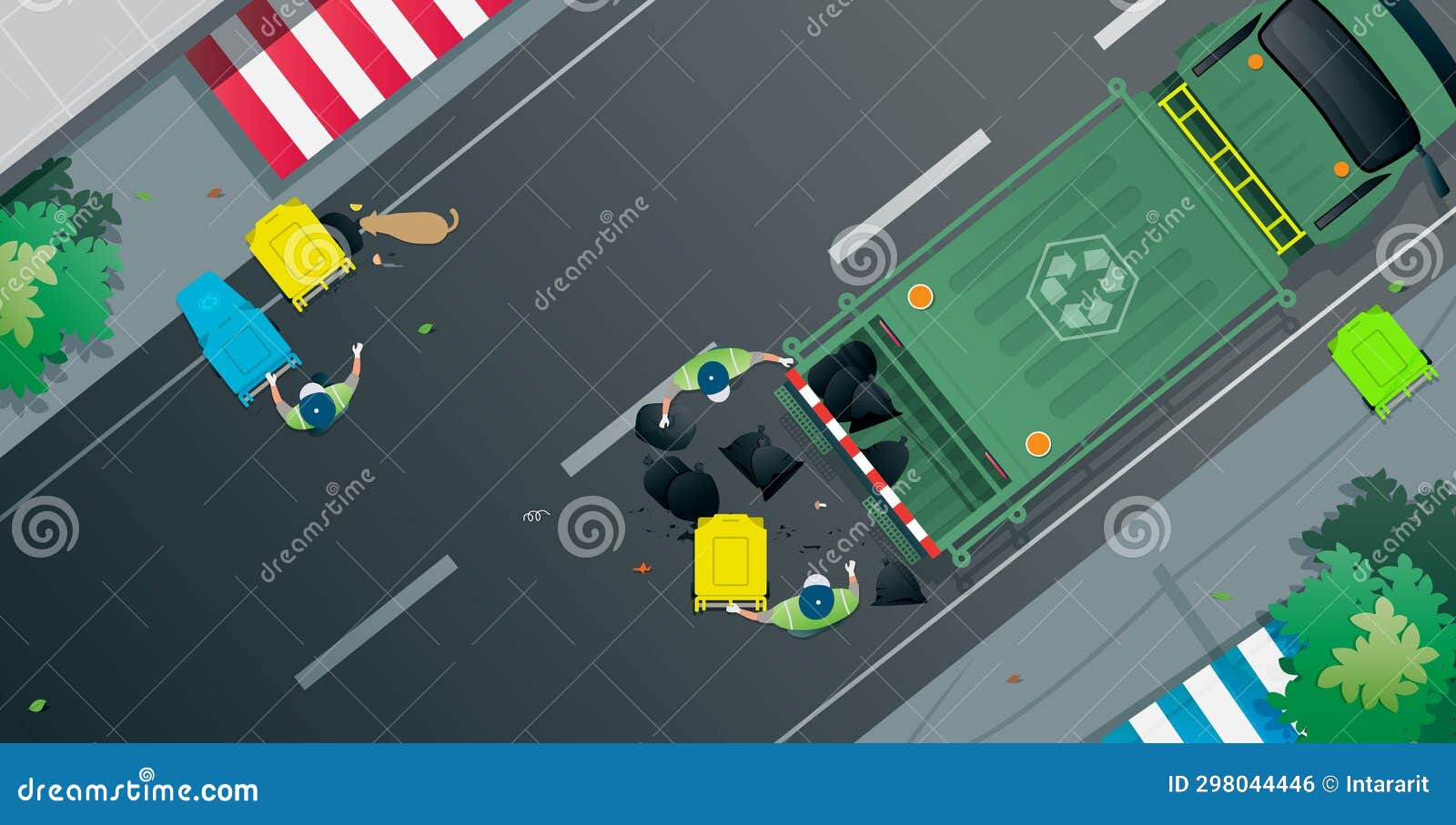 Top View of Garbage Trucks. Stock Illustration - Illustration of ...