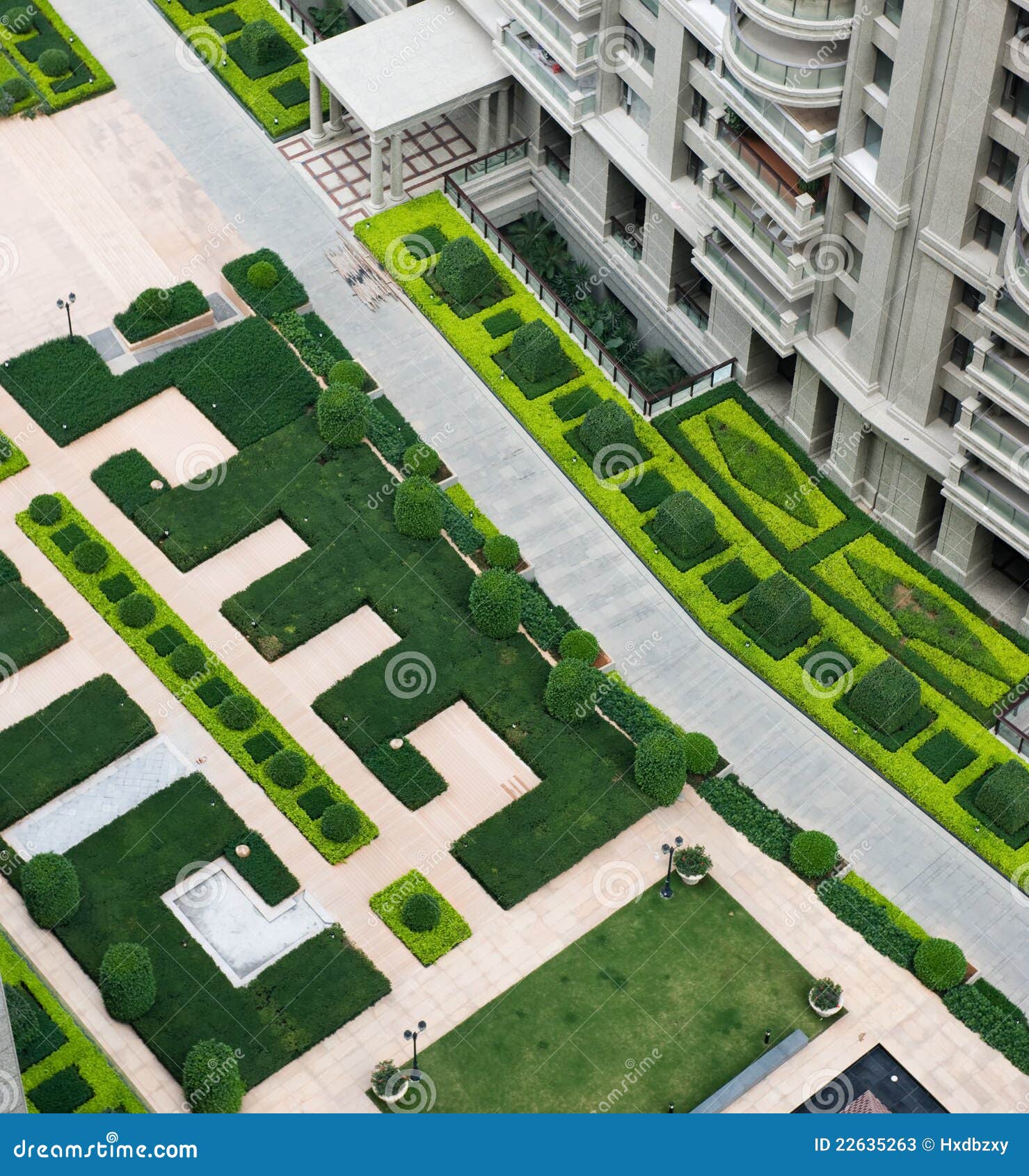 Top view of garden stock image. Image of alley, background - 22635263