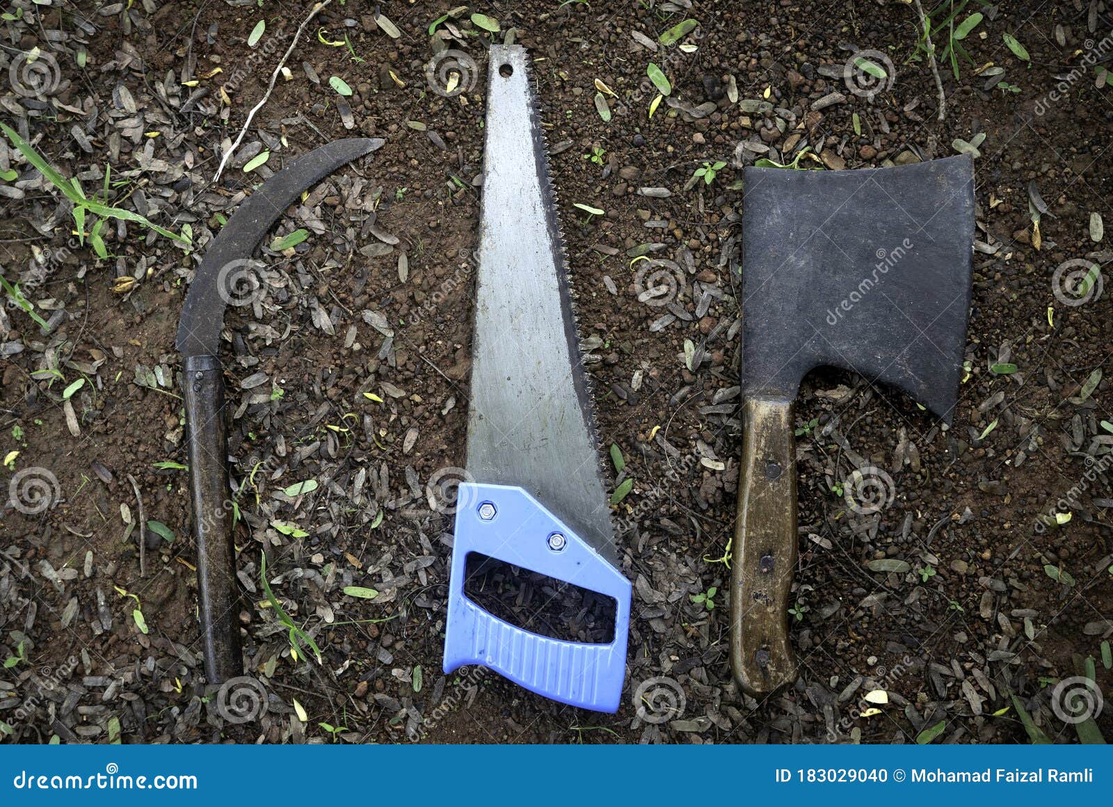 Top View of Gardening Tool on the Ground Stock Photo - Image of tools ...