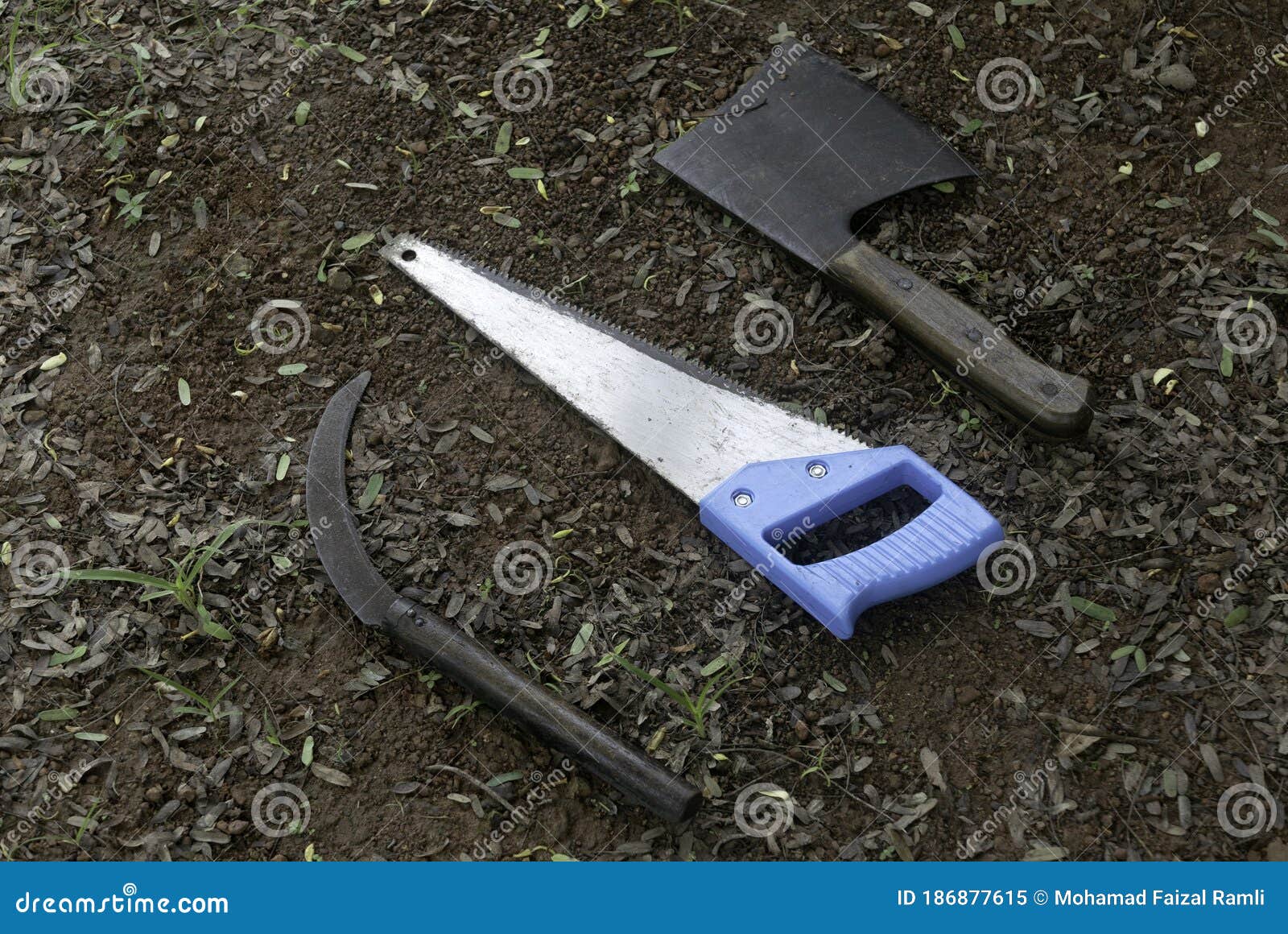 Top View of Gardening Tool on the Ground Stock Image - Image of ...