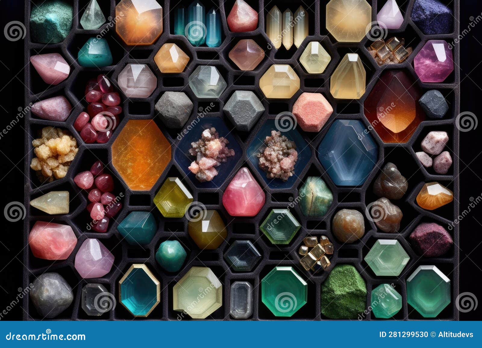 Top View of Gemstones Organized in a Geometric Shape Stock Illustration ...
