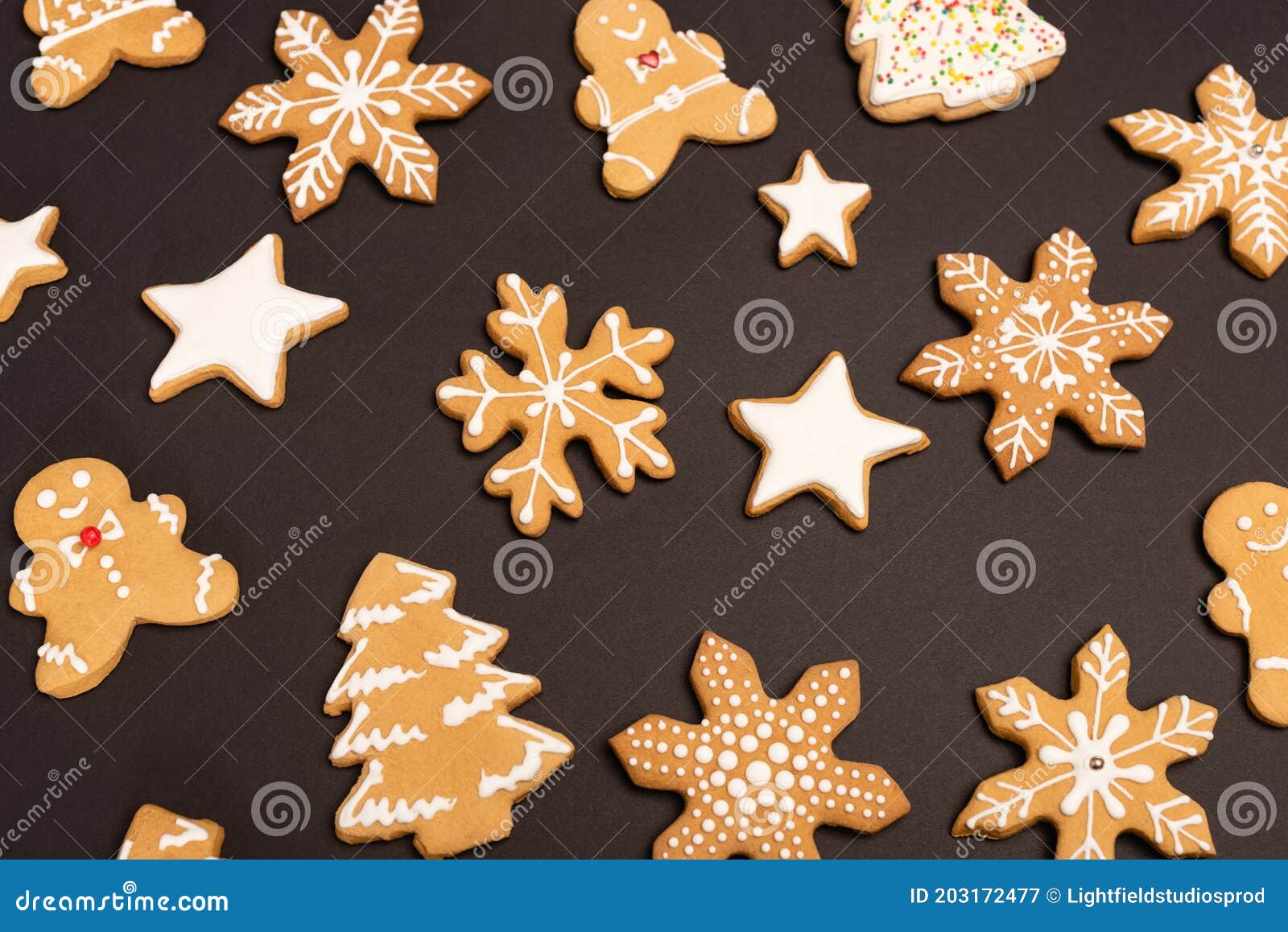 Top View of Gingerbread Cookies on Stock Image - Image of wood, empty ...