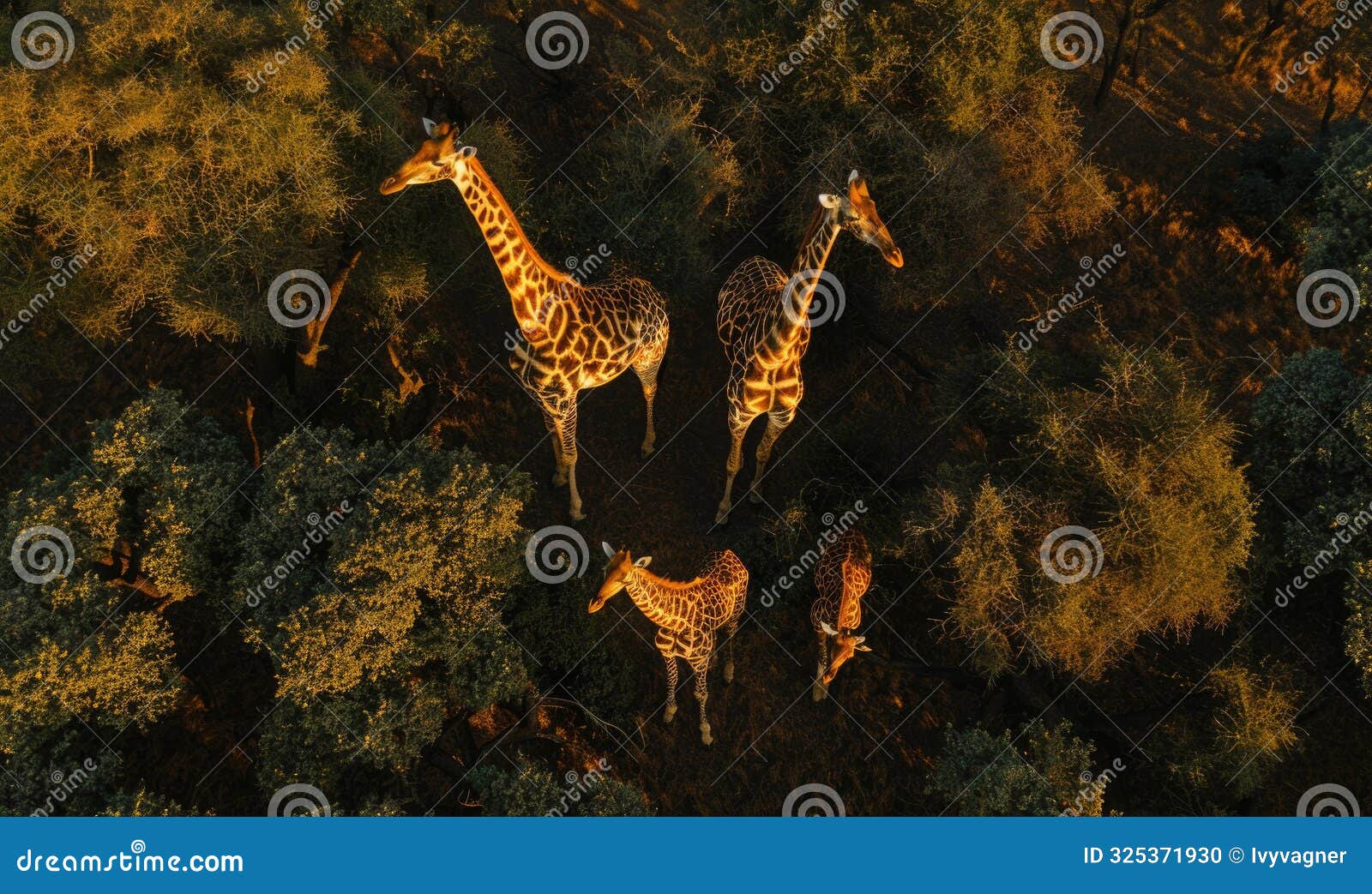 Top View of a Giraffe Eating Leaves from Tall Trees Stock Photo - Image ...