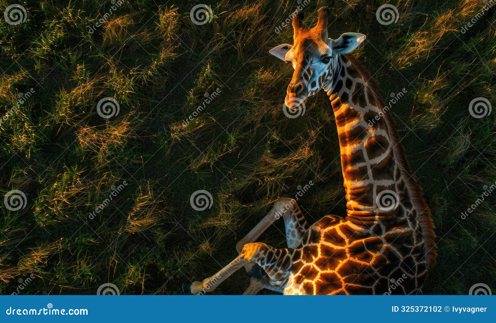 Top View of a Giraffe Lying Down in the Grass Stock Photo - Image of ...
