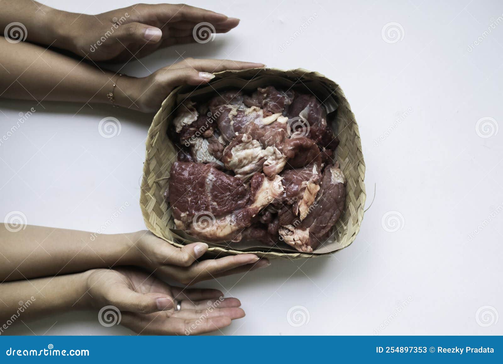The Top View of Giving of Sacrificial Meat on Eid Al-Adha by White ...