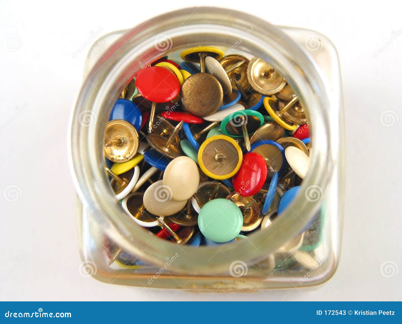 Top view of glas with pins stock image. Image of business - 172543