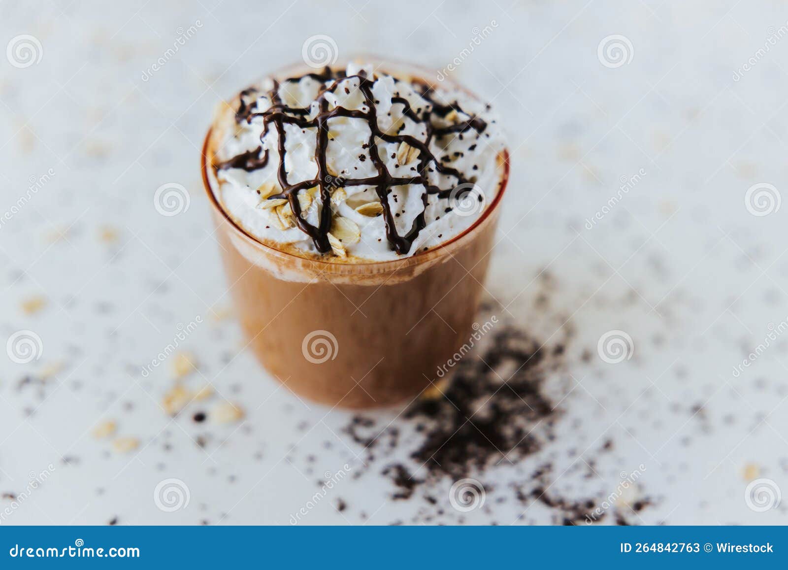 Top View of a Glass of Hot Chocolate on a Table, with Cream on Top and ...