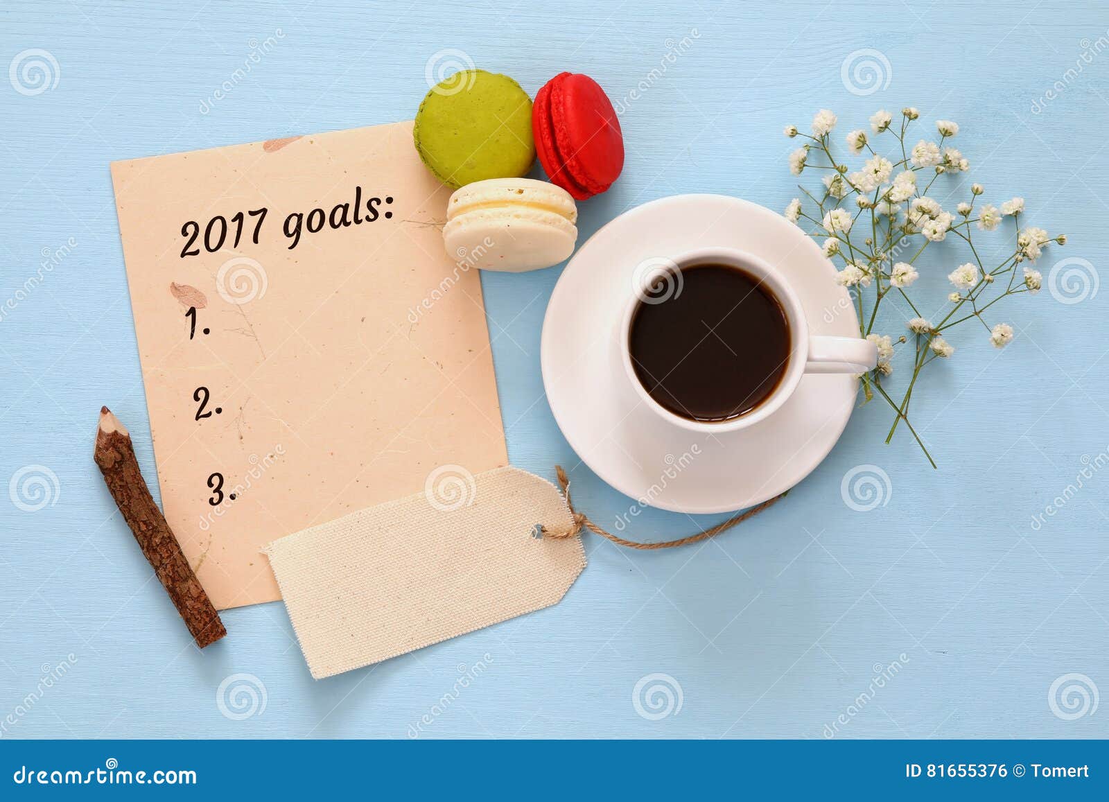 Top View 2017 Goals List with Notebook, Cup of Coffee Stock Photo ...