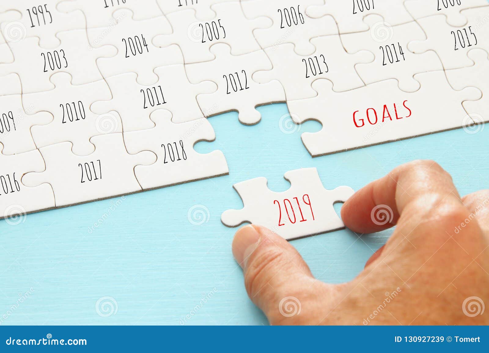 Top View 2019 Goals Written Over Puzzle Pieces. Stock Image - Image of ...