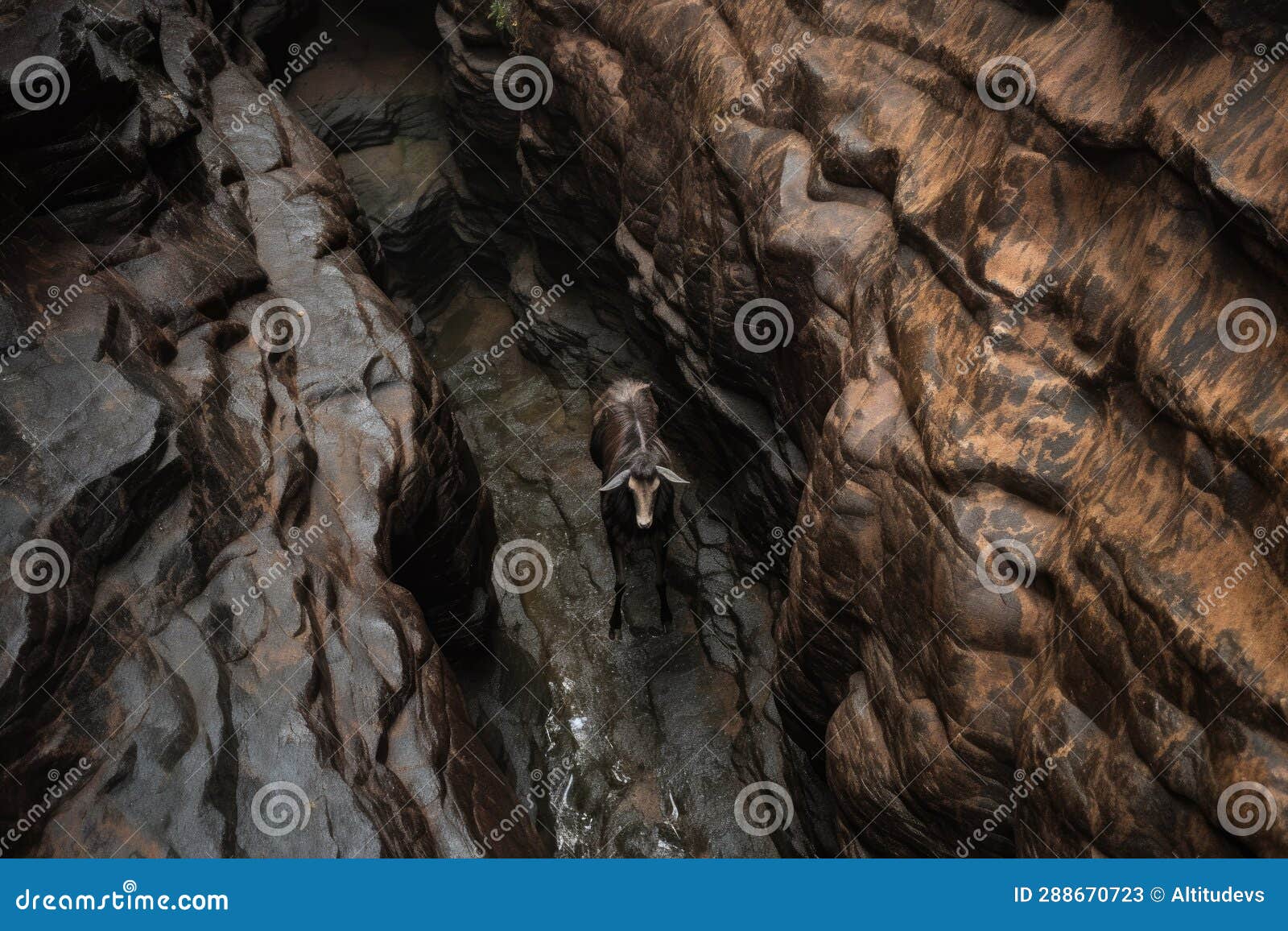 Top View of Goat Navigating a Rocky Path Stock Image - Image of path ...