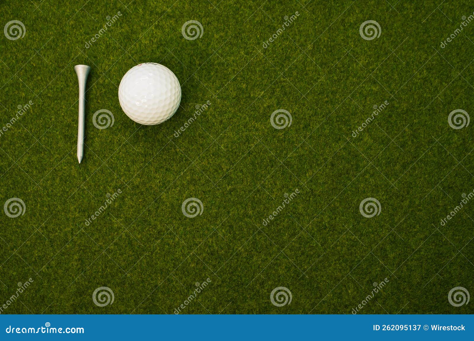 Top View of a Golf Ball and a Tee on the Grass with a Copy Space Stock ...