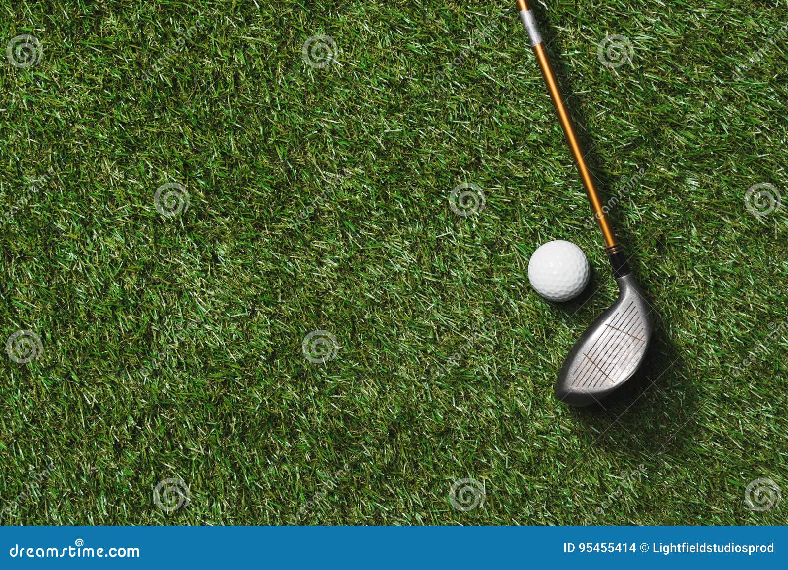 Top View of Golf Club and Ball Stock Photo - Image of grassland, hobby ...