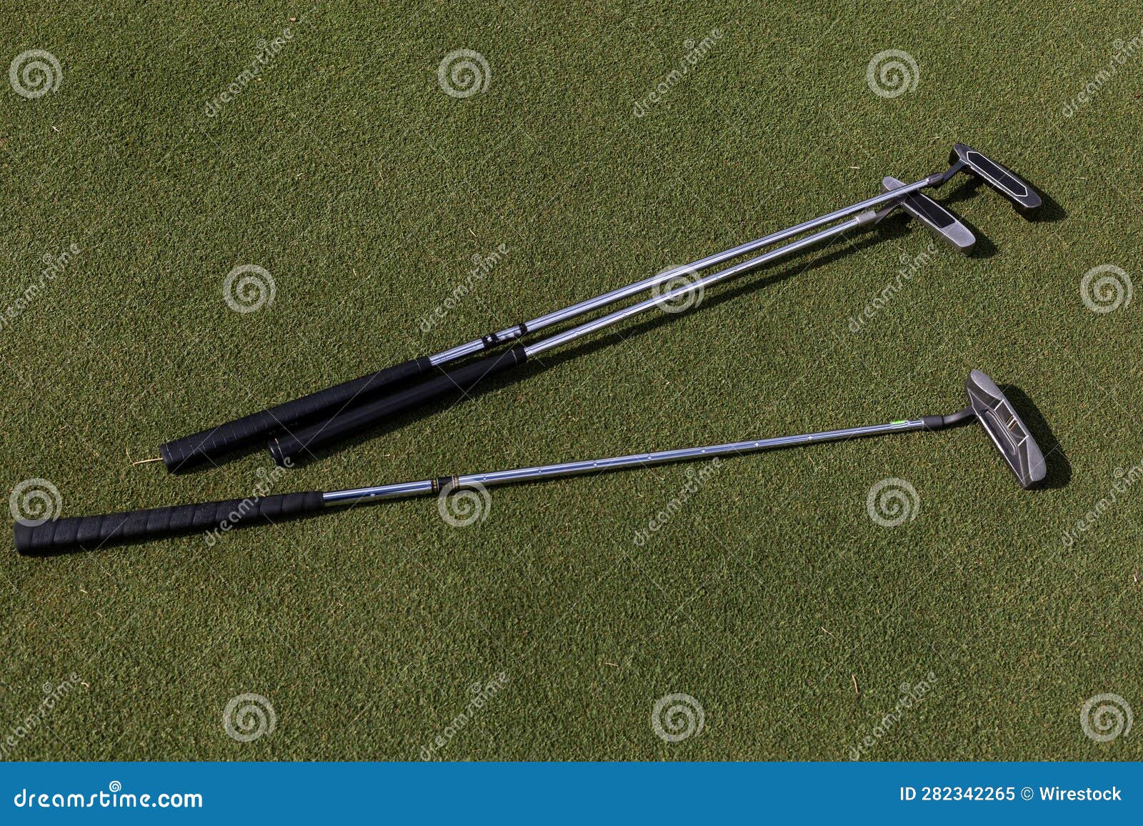 Top View of Golf Clubs on a Green Lawn Stock Image - Image of golf ...