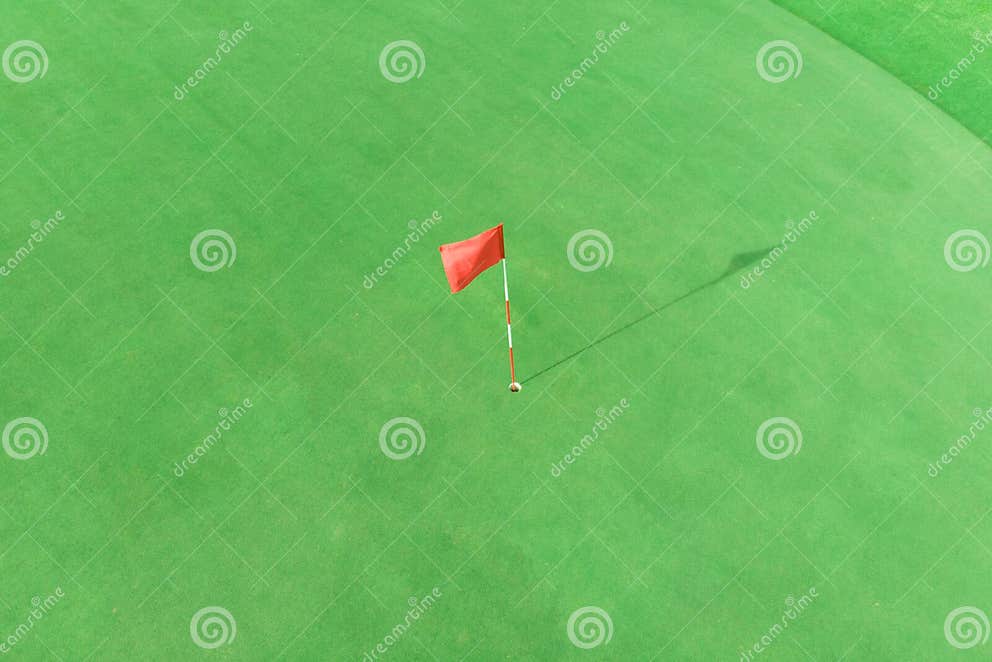 Top View of Golf Pole on the Green in a Golf Course Stock Image - Image ...