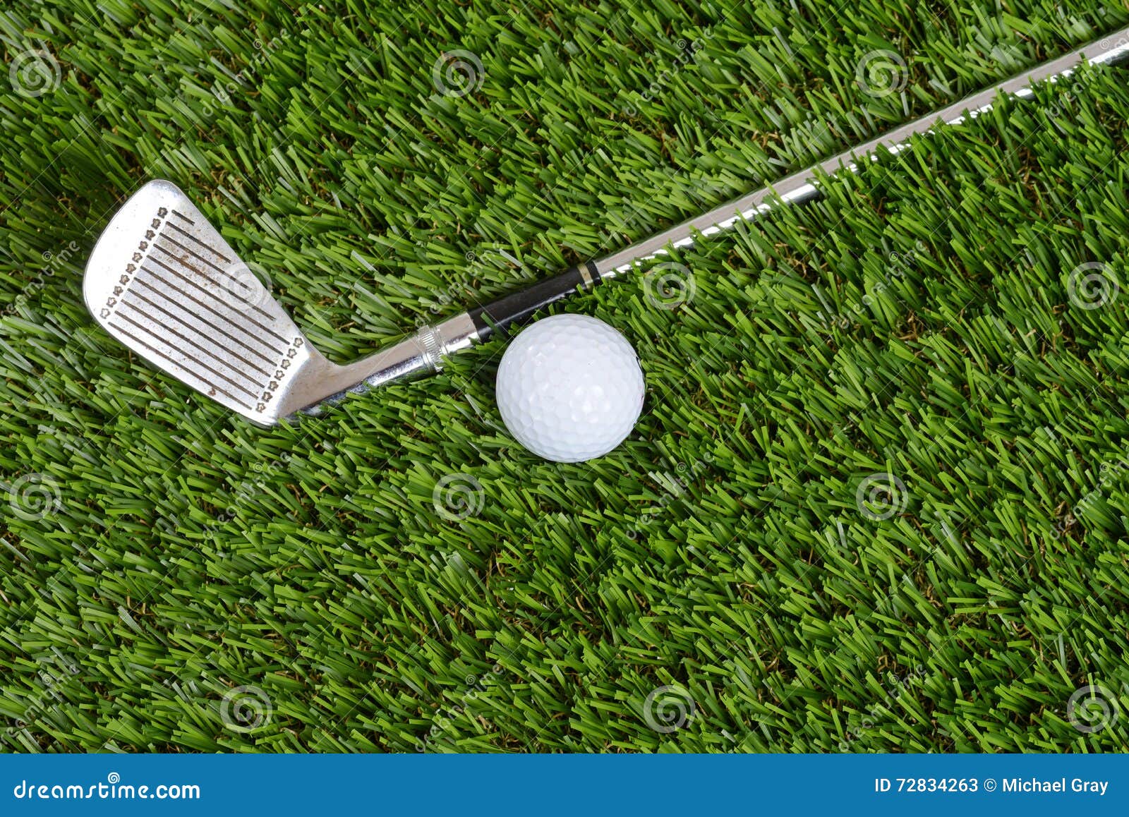 Top View Golf Wedge Club and Ball Stock Image - Image of green ...