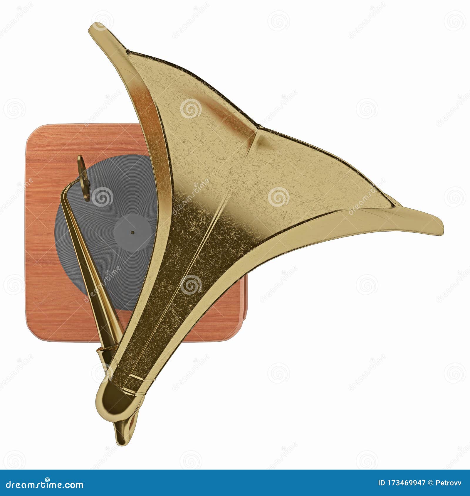 Top View Gramophone Isolated on White Stock Illustration - Illustration ...