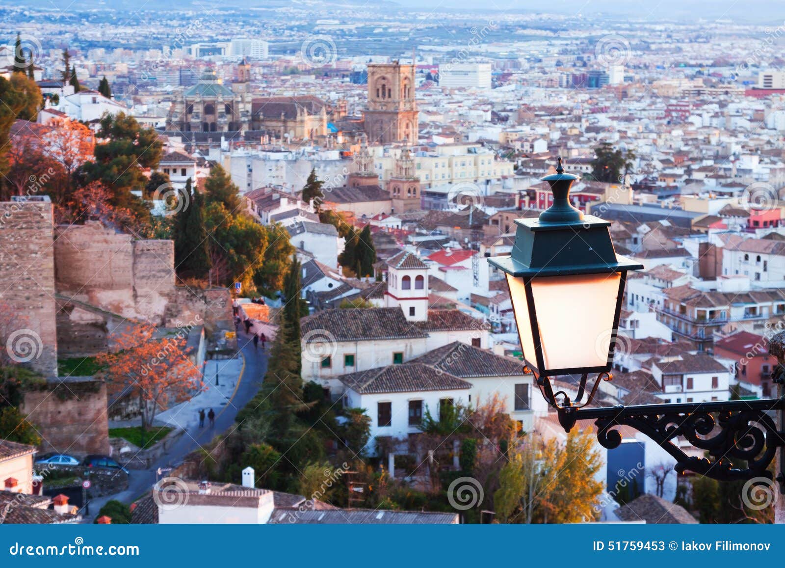 Top View of Granada in Evening Stock Image - Image of andalusia, scene ...