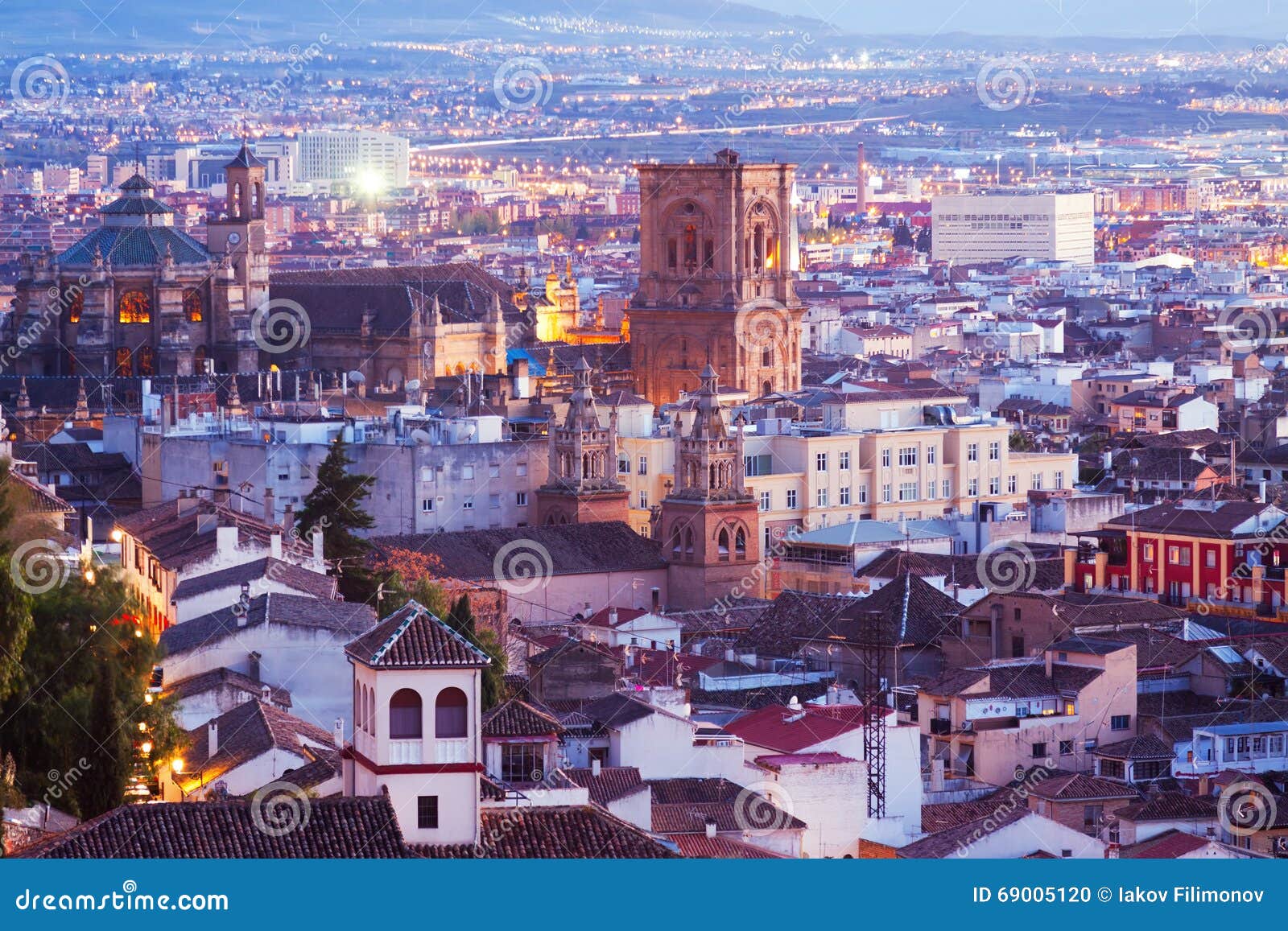 Top View of Granada in Evening Stock Photo - Image of andalusia, europe ...