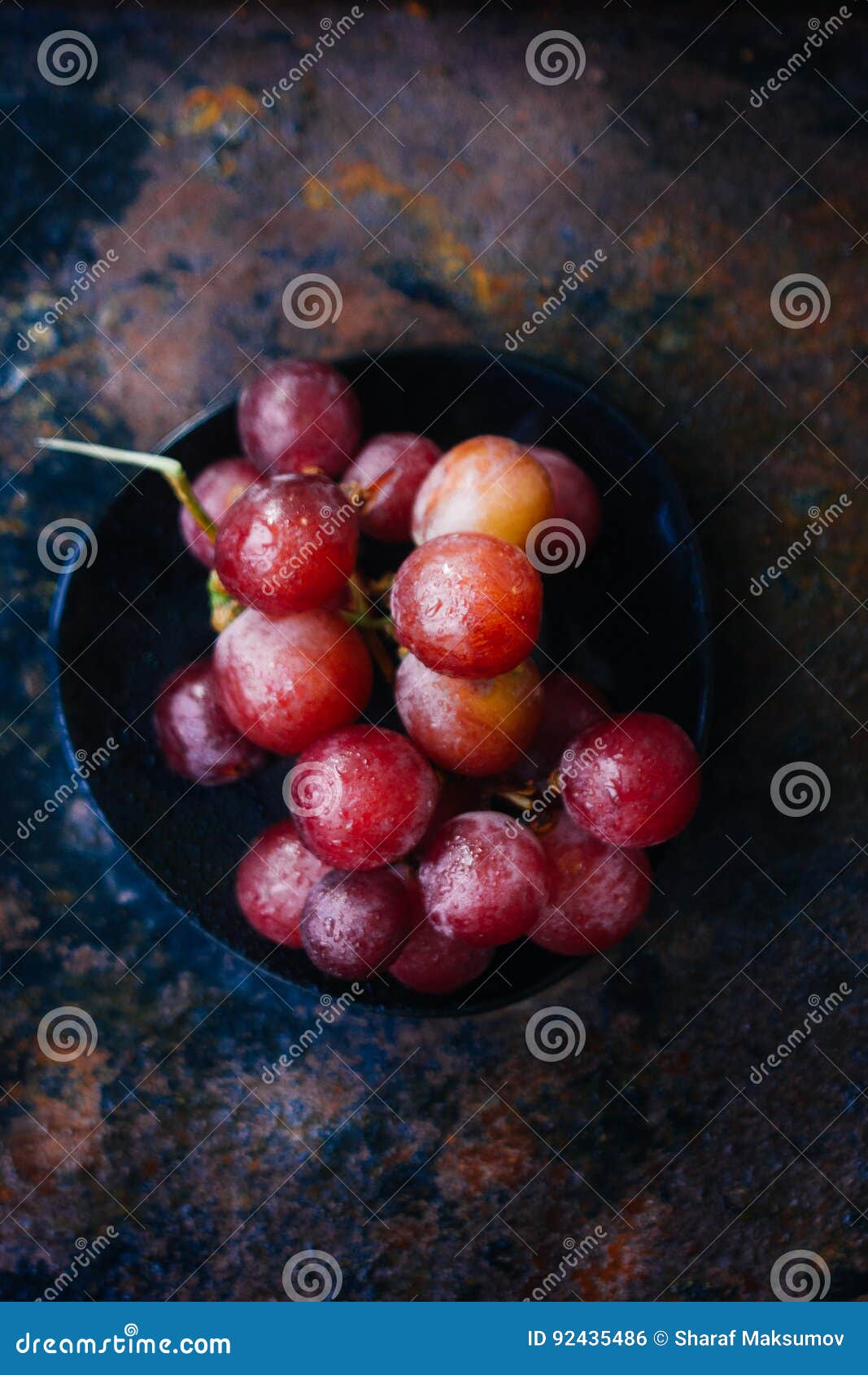 Top view of grapes stock photo. Image of tasty, black - 92435486