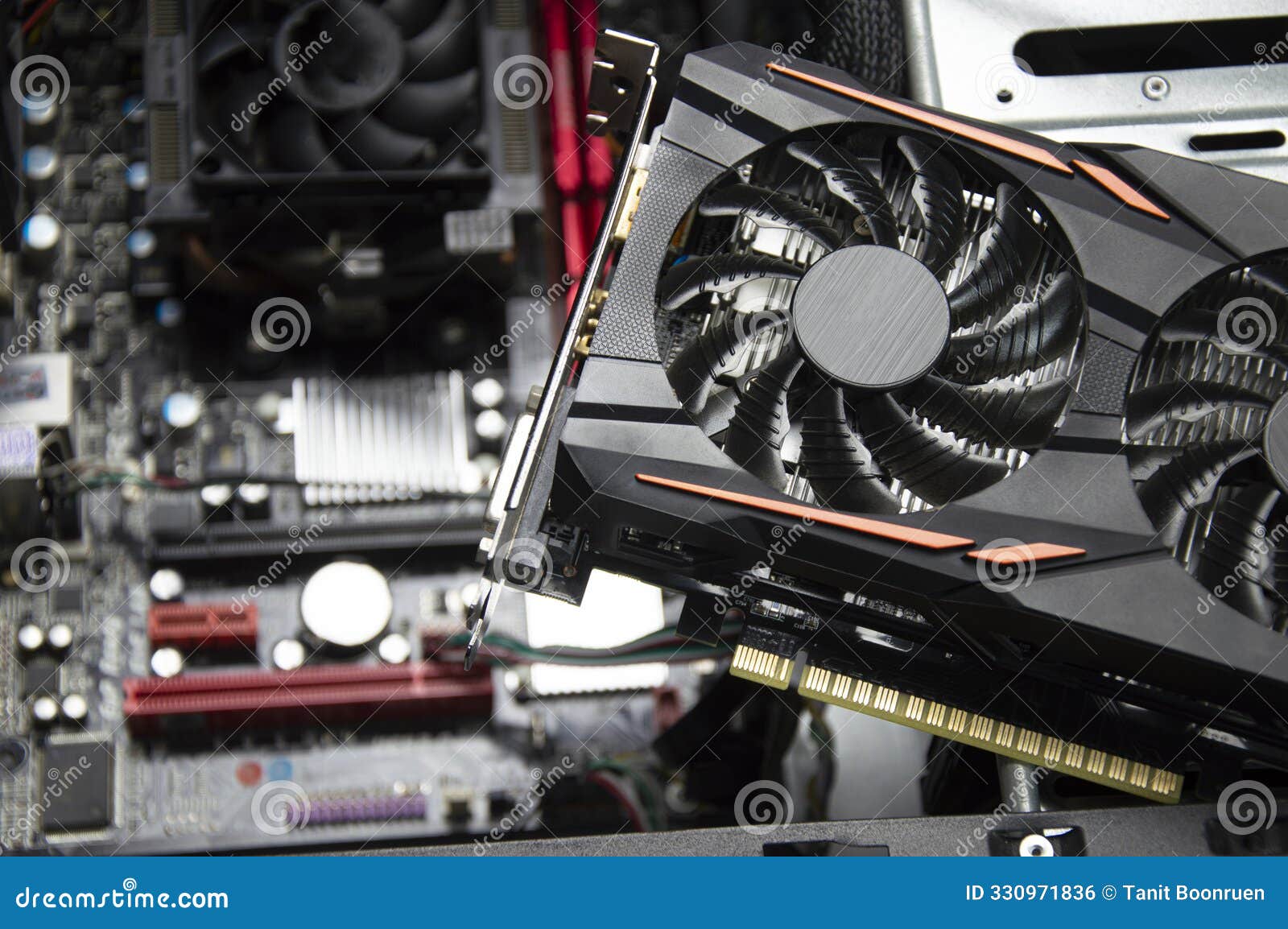 Top View of Graphics Card and Motherboard Stock Photo - Image of ...
