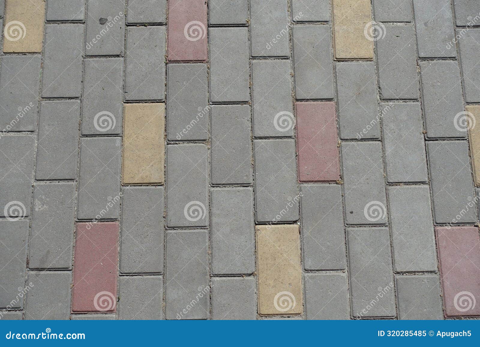 Top View of Gray, Pink and Yellow Pavement with Stretcher Bond Pattern ...