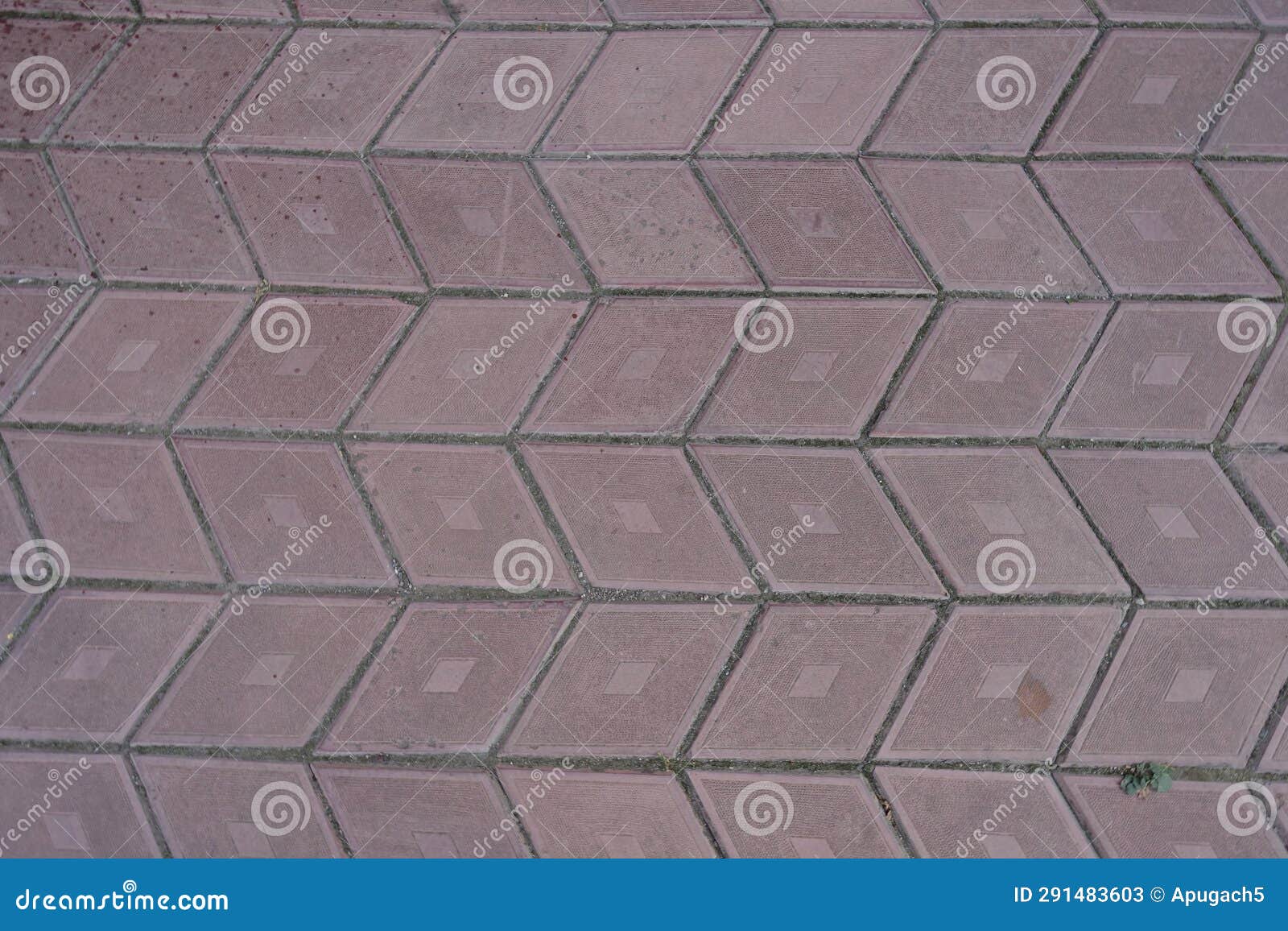 Top View of Grayish Pink Diamond-shaped Concrete Pavement with ...