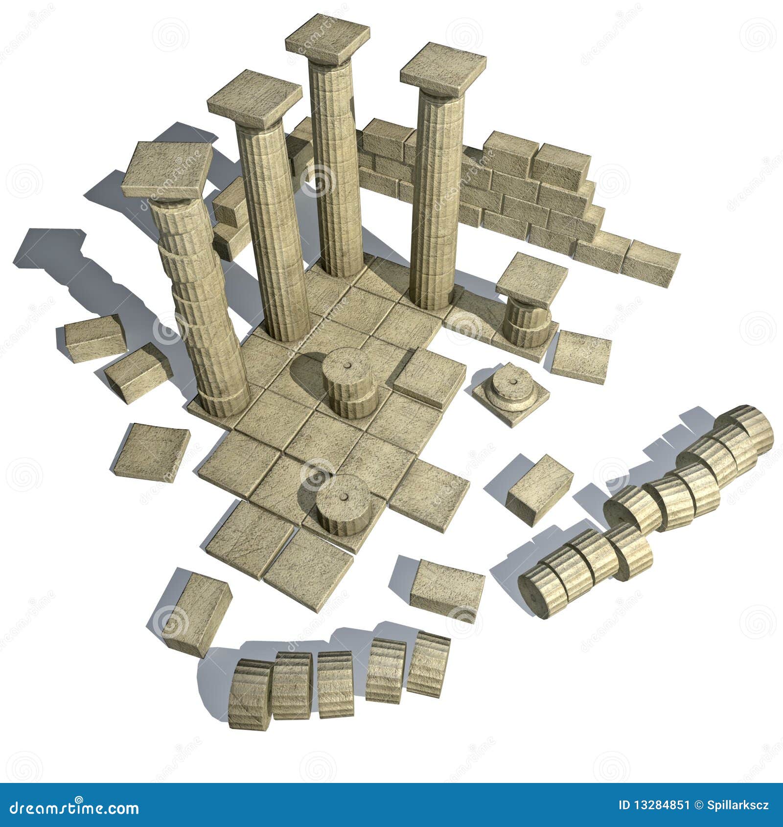Top View of a Greek Ruin with Parthenon Column Stock Illustration ...