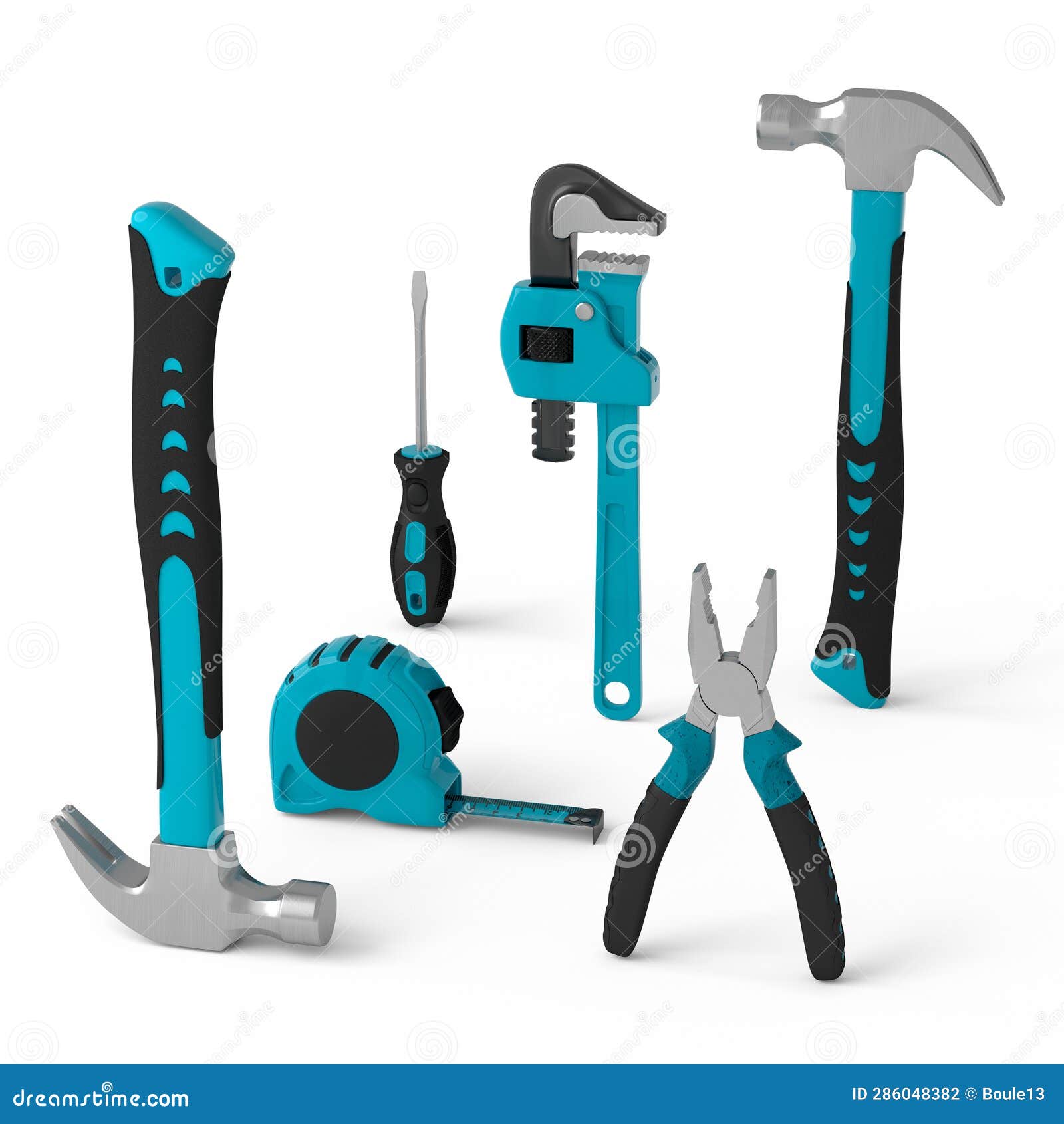 Top View of Green Construction Tools for Repair on White Background ...