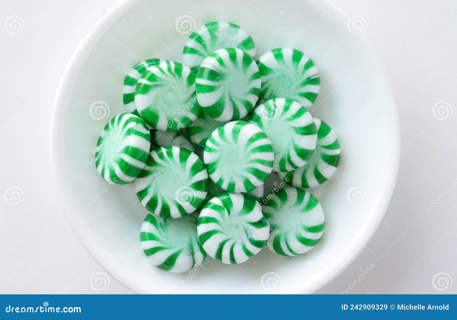 Peppermint Candy Discs in a Bowl Stock Image - Image of discs, candy ...