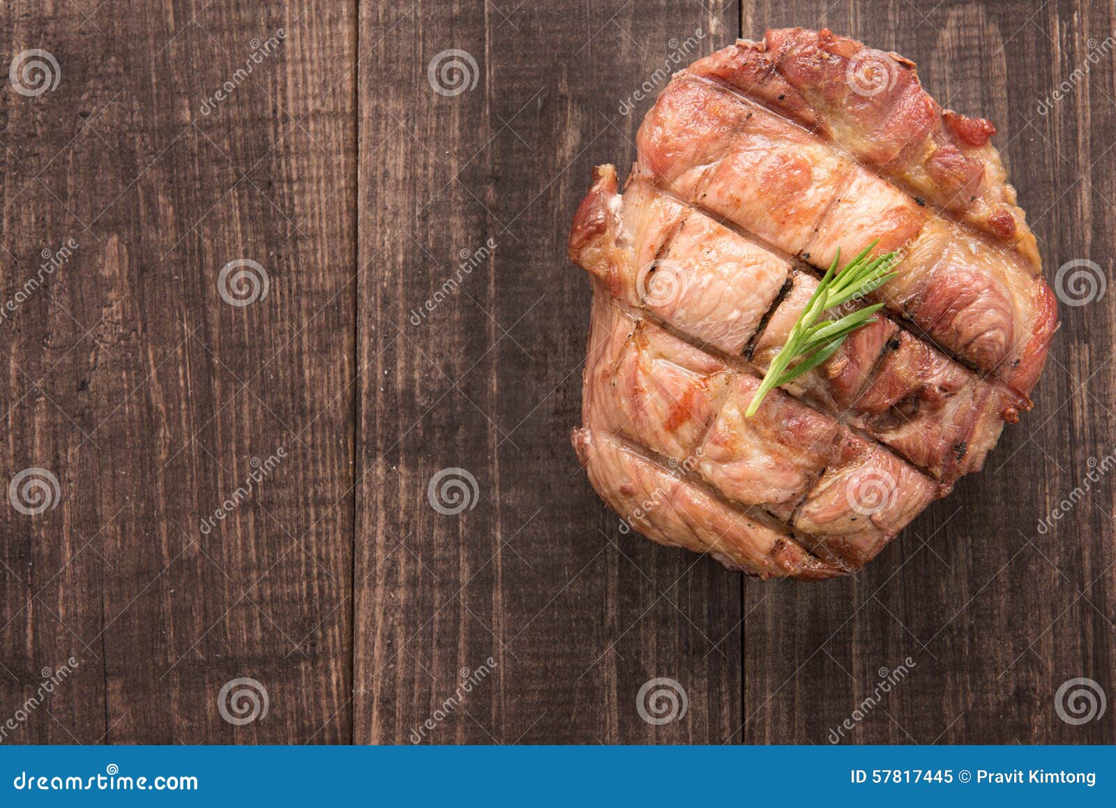 Top View Grilled Beef Steak on a Wooden Background Stock Image - Image ...