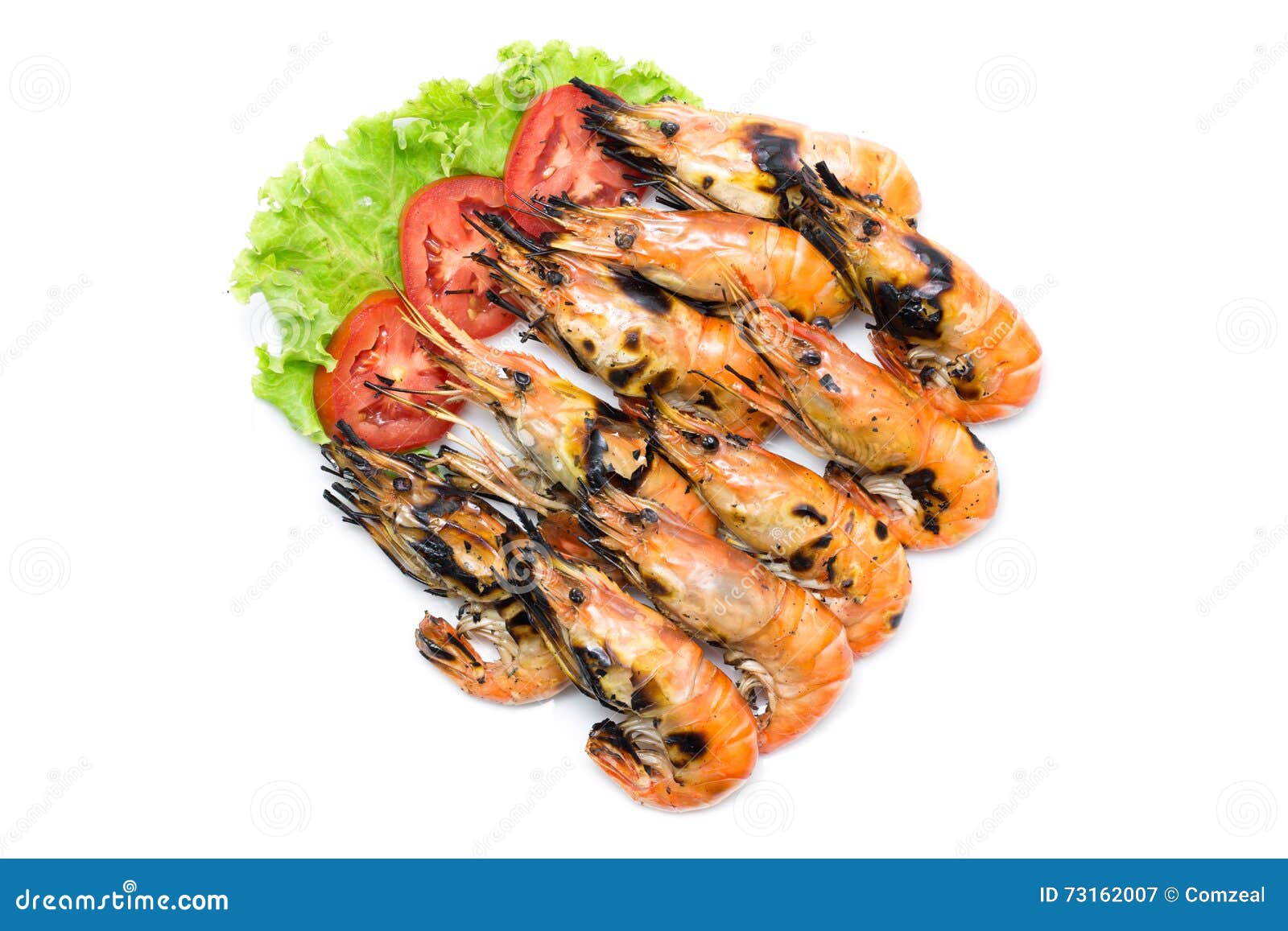 Top View of Grilled Shrimp on White Background Stock Image - Image of ...
