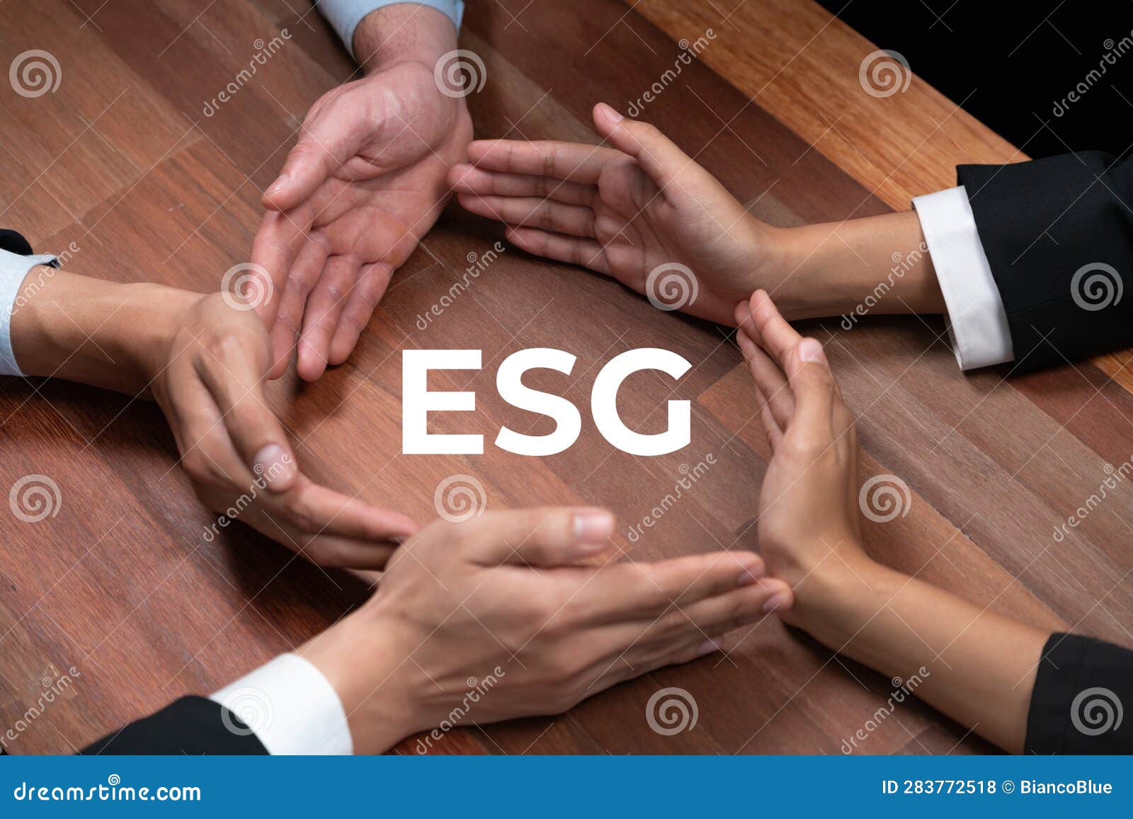 Top View Group of Business People Forming Circle Hand on ESG Icon ... Top View Group of Business People Forming Circle Hand on ESG Icon ...