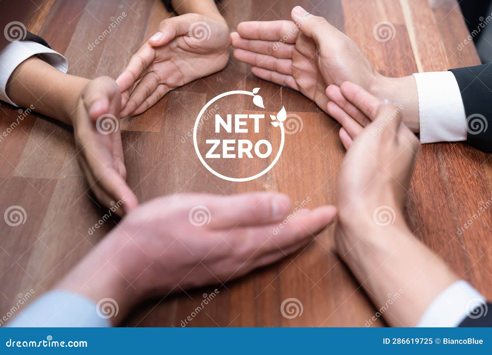 Top View Group of Business People Forming Circle Hand on Net Zero Icon ... Top View Group of Business People Forming Circle Hand on Net Zero Icon ...