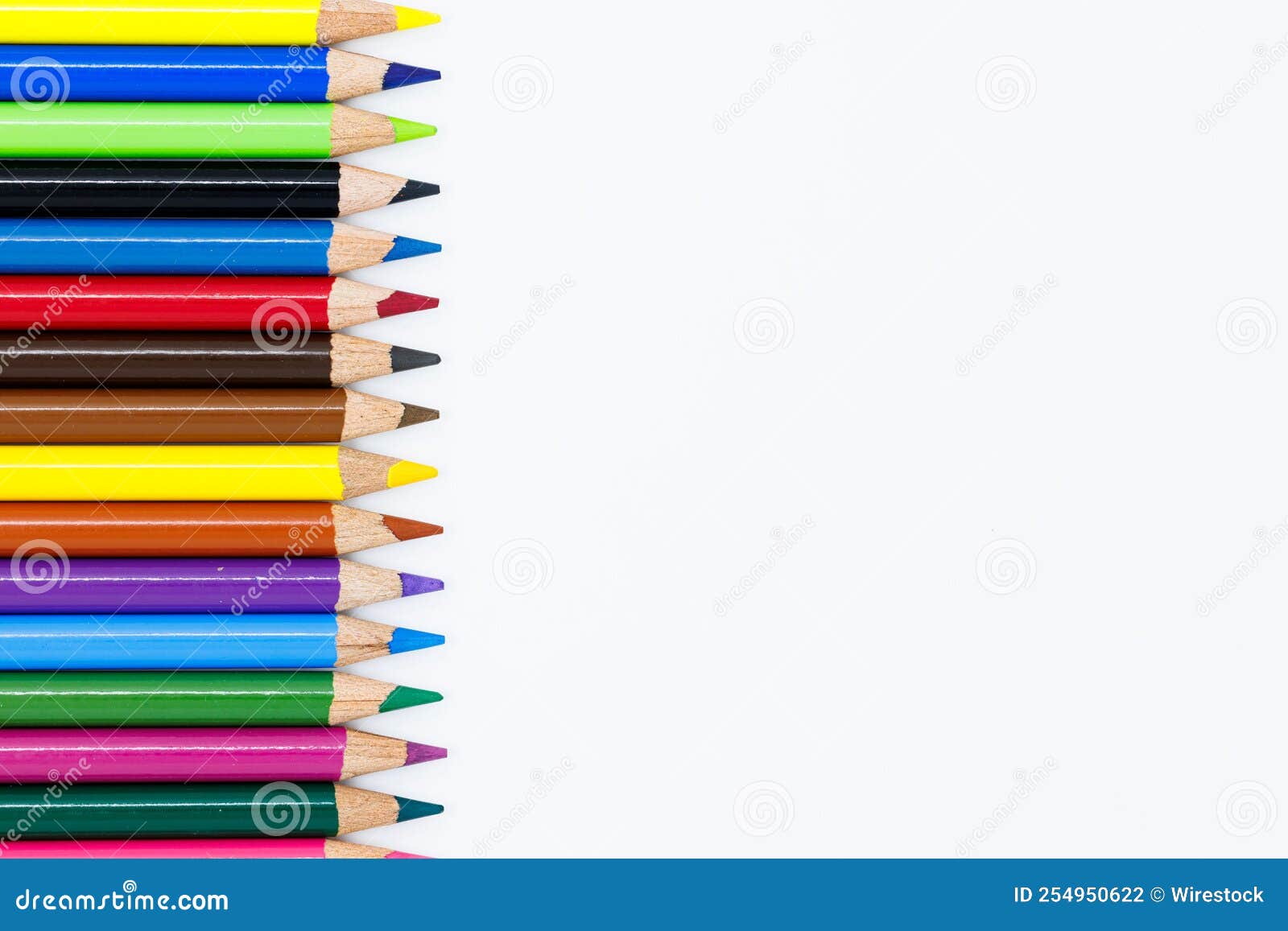 Top View of a Group of Colorful Pencils Isolated on the White ...