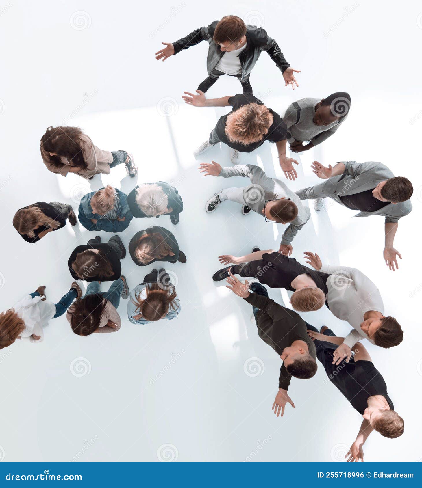 Top View . a Group of Diverse Young People Stock Photo - Image of ...