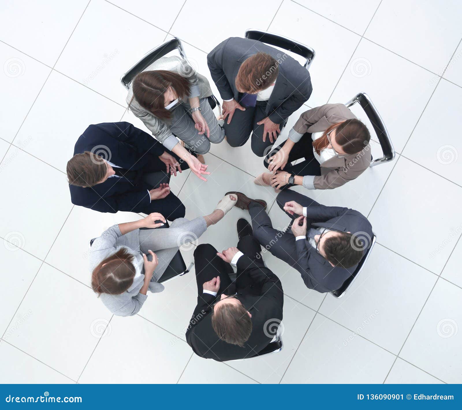 Top View.a Group of Employees Sitting in a Circle Stock Image - Image ...
