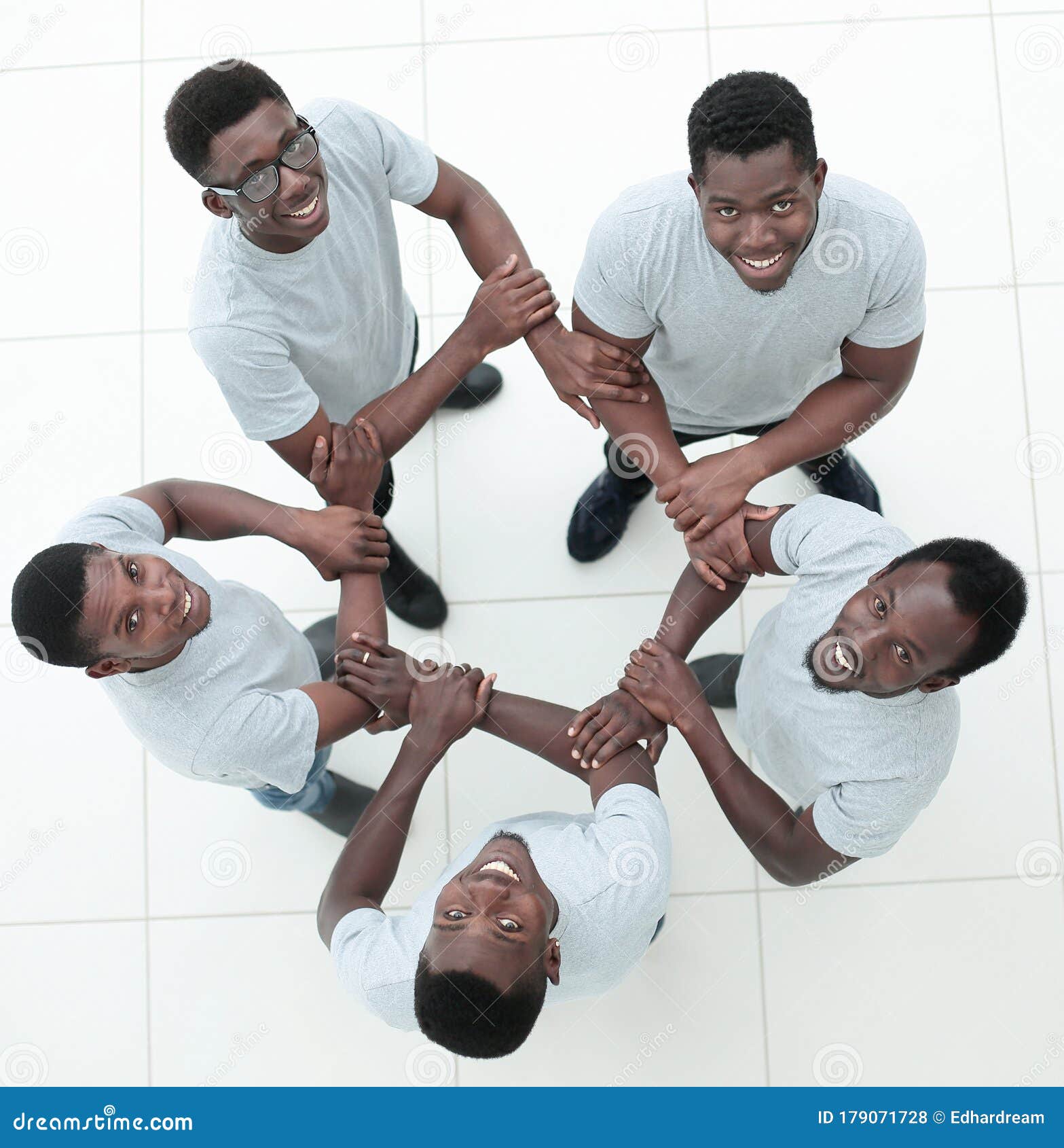 Top View. a Group of Guys Make a Circle of Hands Stock Photo - Image of ...