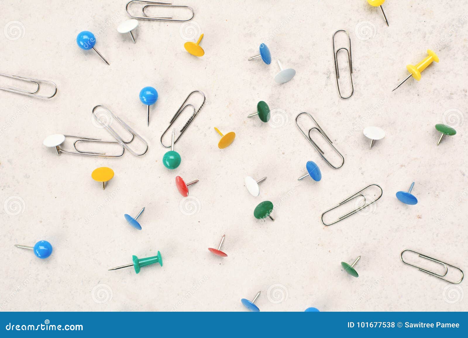 Top View Group of Paper Pins and Clips Stock Photo - Image of tack ...