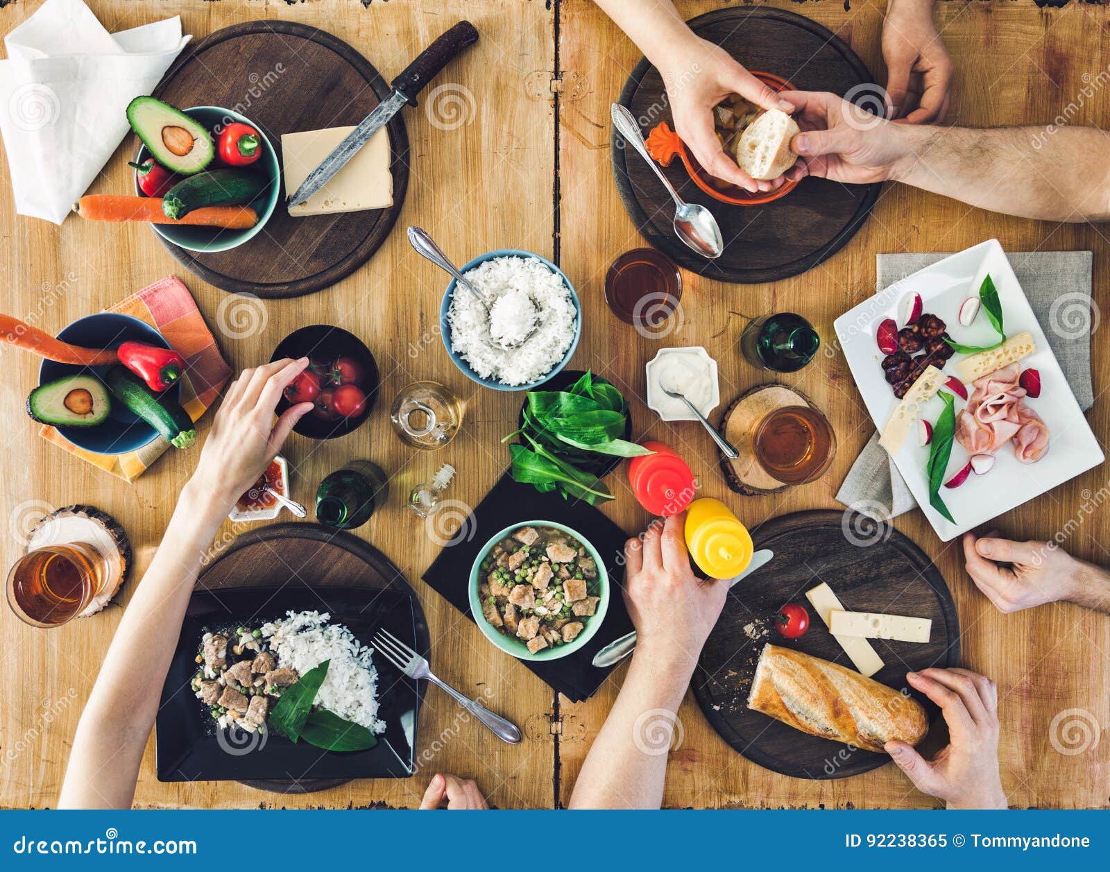 Top View, Group of People Sitting at the Table Having Meal Stock Image ...