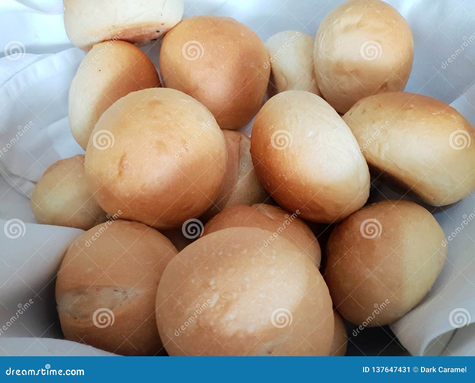 Top View of Group Small Round Bread with Sunlight . Stock Image - Image ...