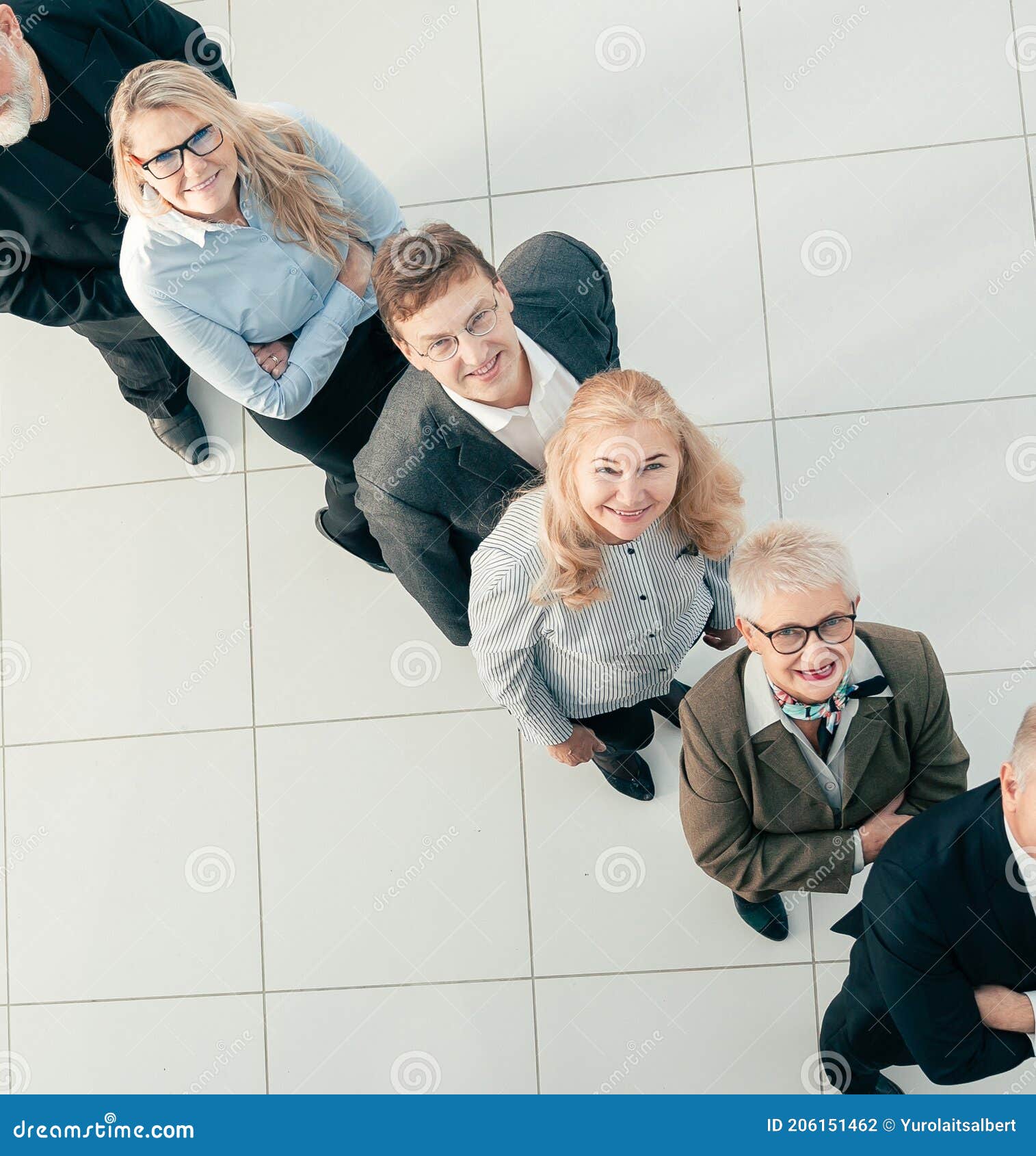 Top View. Group of Smiling Business People Standing in a Row Stock ...