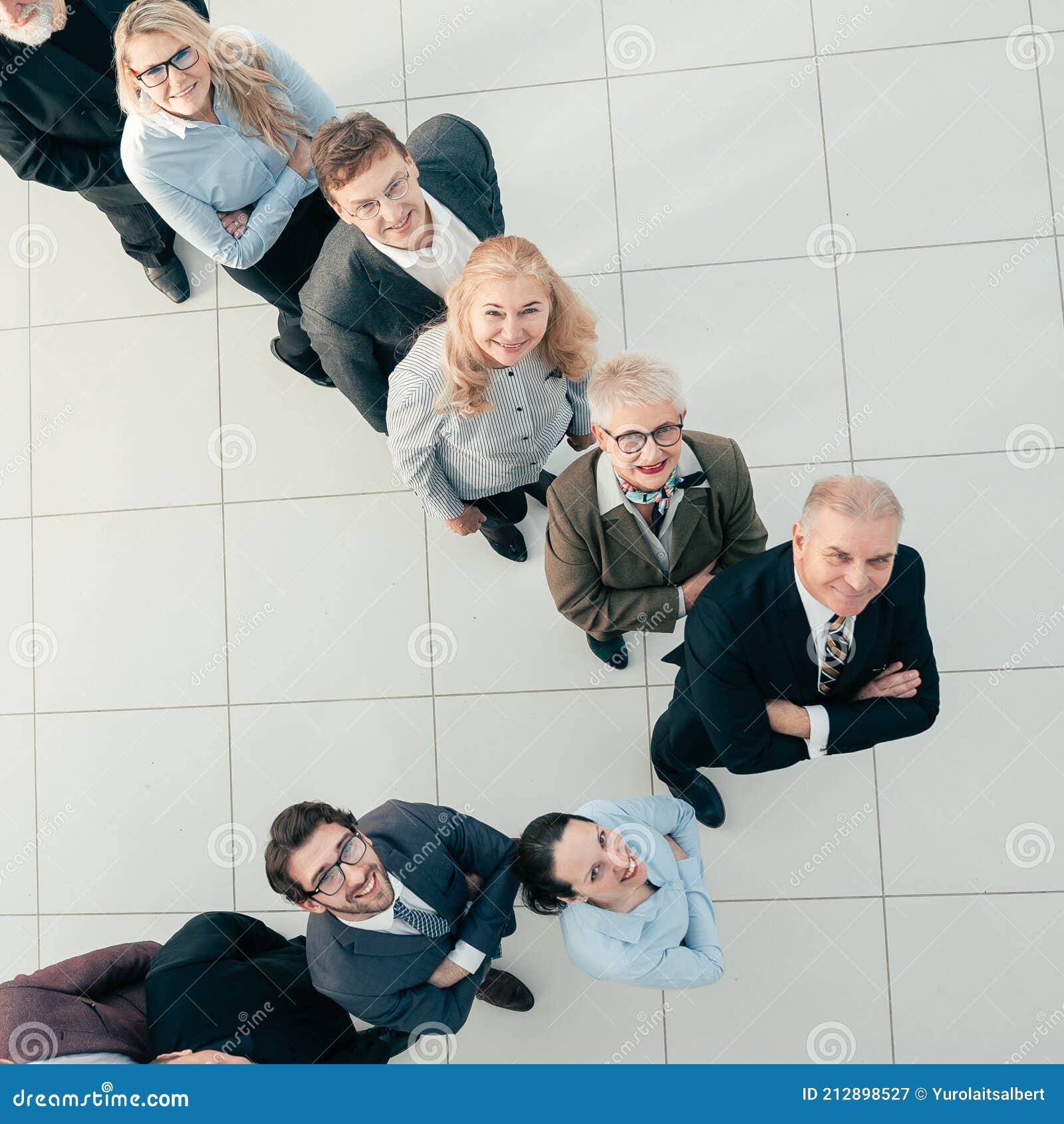 Top View. Group of Smiling Business People Standing in a Row Stock ...
