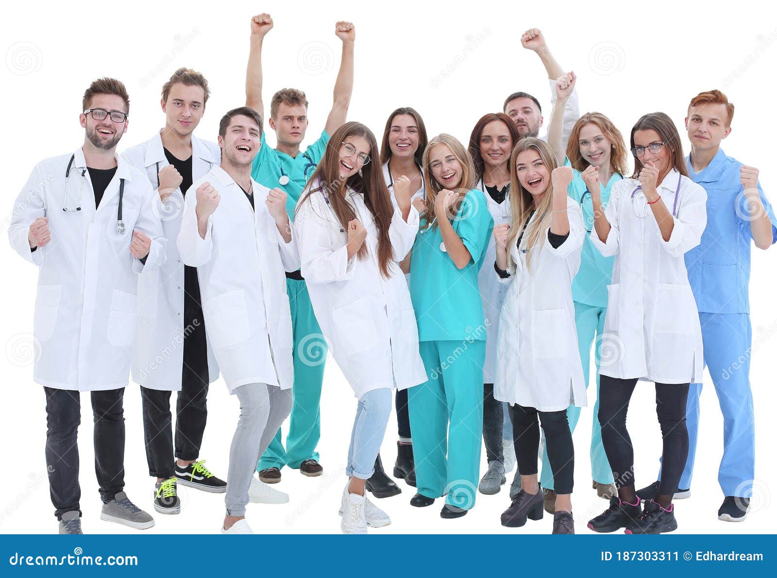 Top View. a Group of Smiling Doctors Pointing at You Stock Image ...