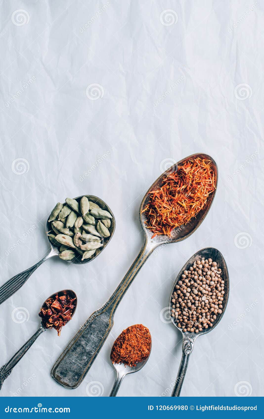 Top View of Group of Spices in Spoons Stock Photo - Image of chilli ...